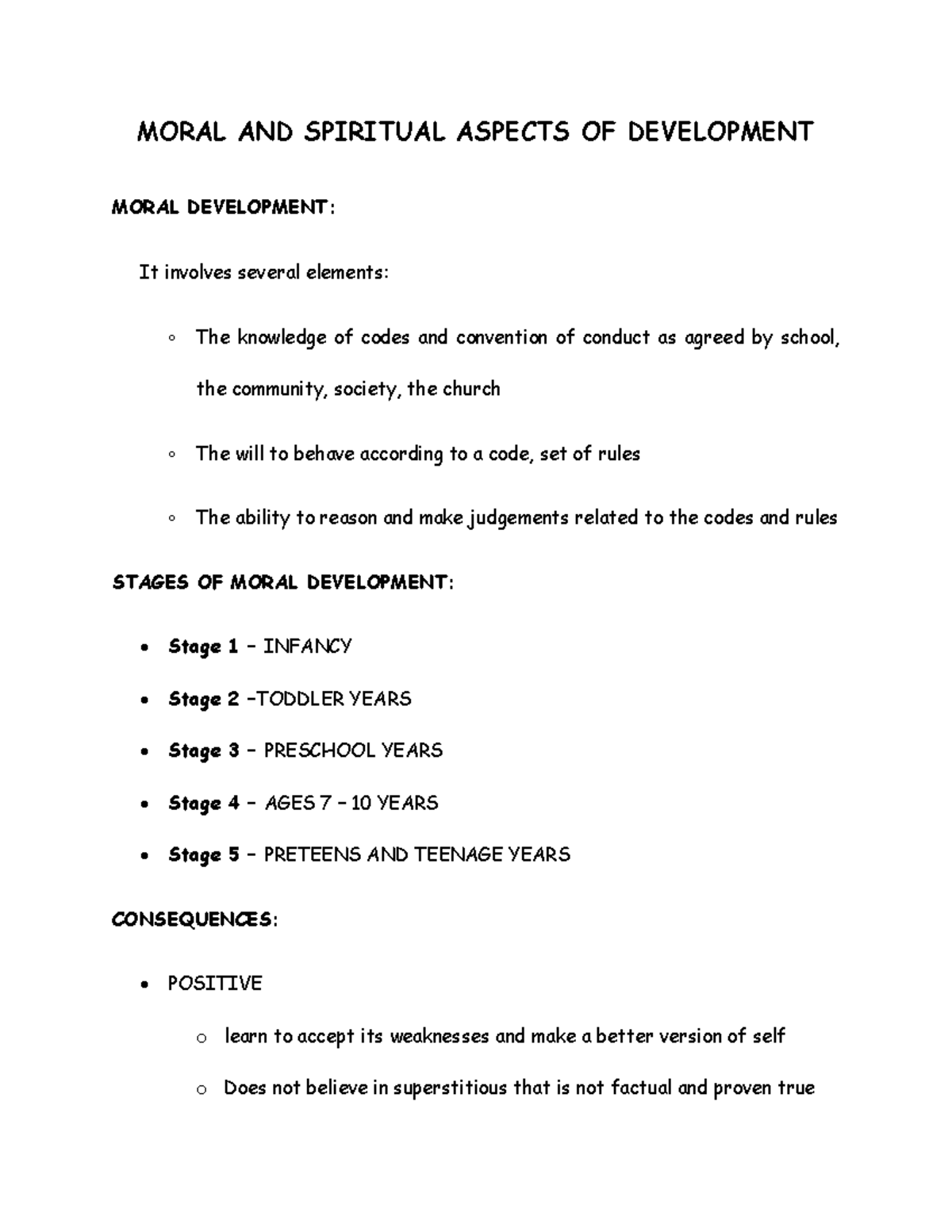 Moral & Spiritual Development: Key Aspects & Stages Explained - Studocu