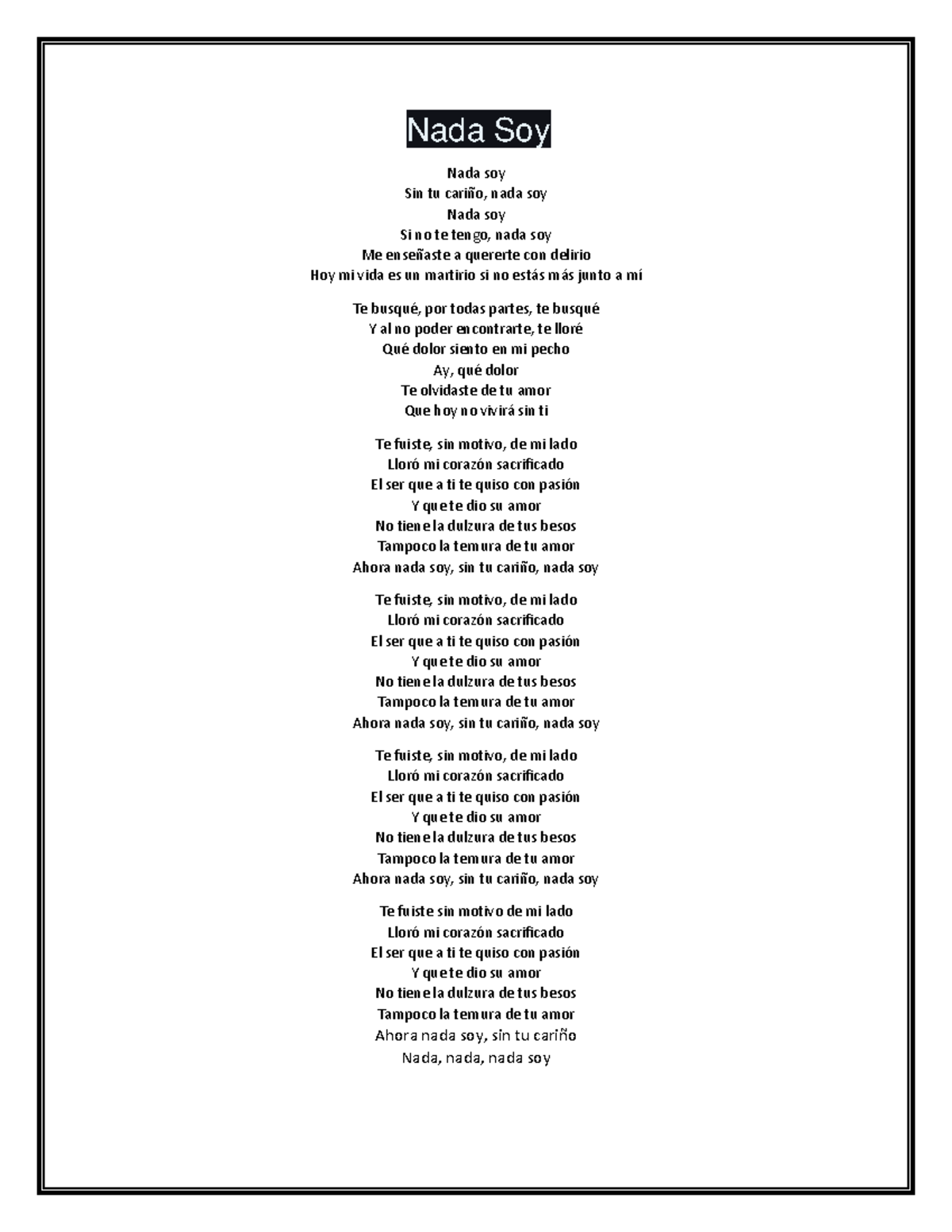 Nada Soy - Análisis de la Canción "Nada Soy" en el Curso ESE - Studocu