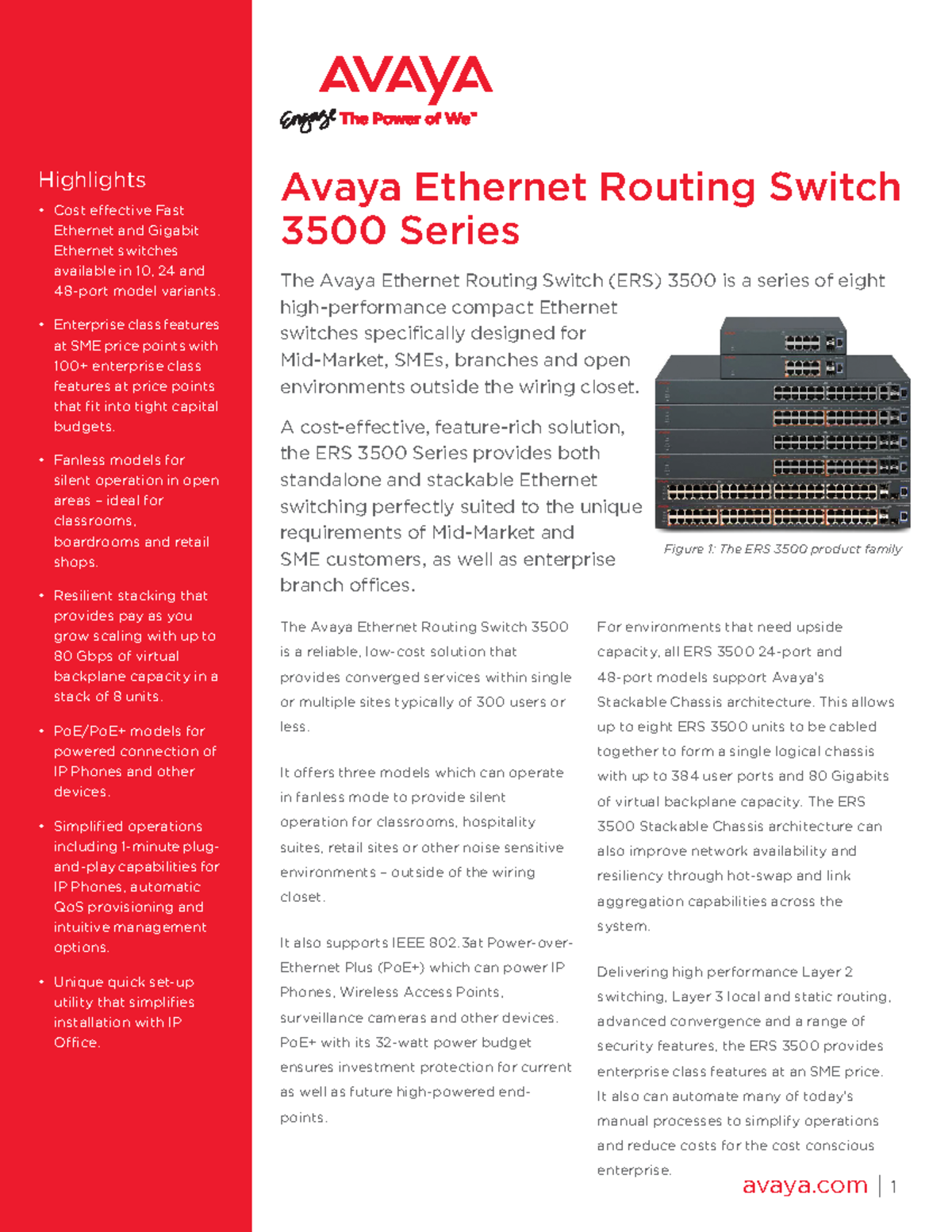 Avaya ERS 3500 Series Switch Overview and Key Features Datasheet - Studocu