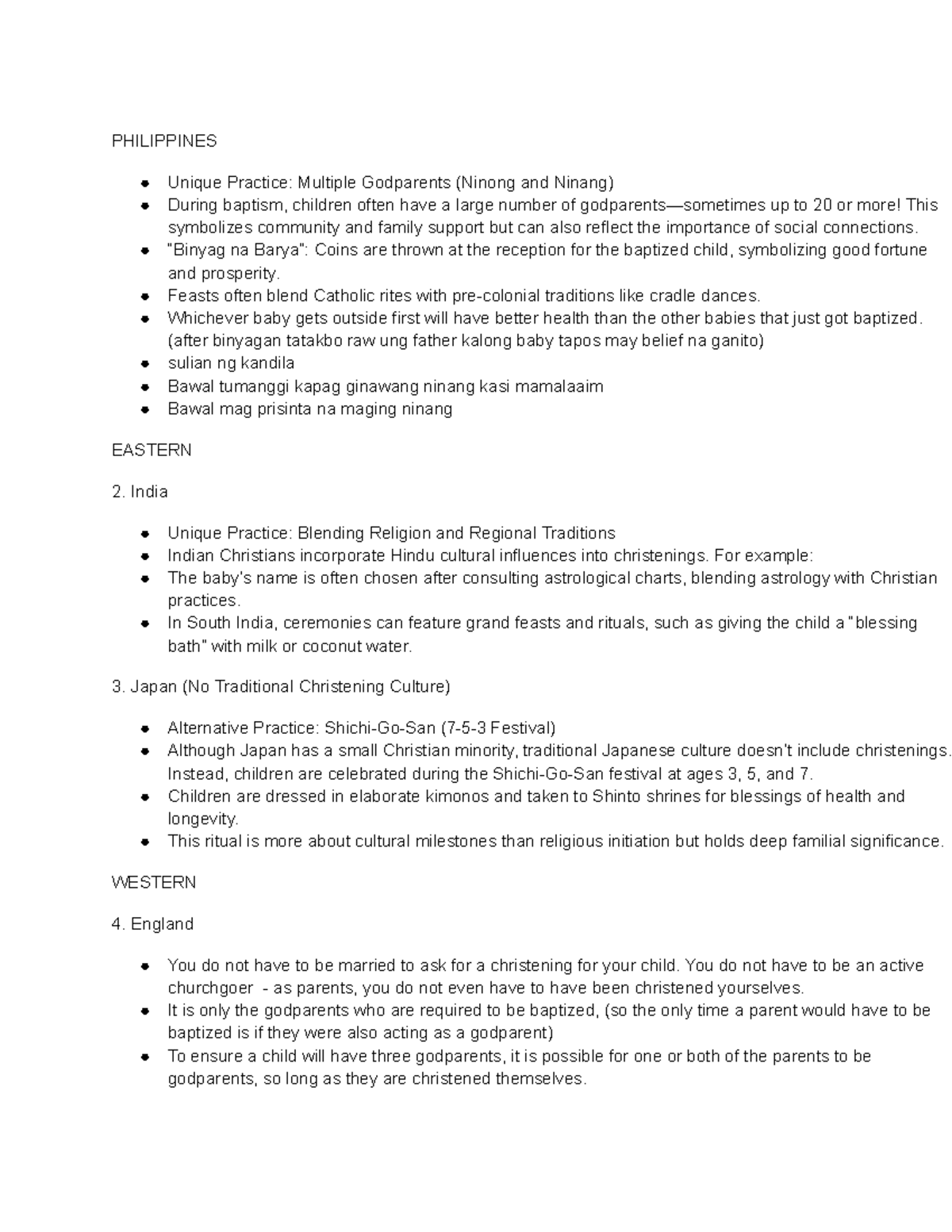 Ethics-Cultural Path - PHILIPPINES Unique Practice: Multiple Godparents ...