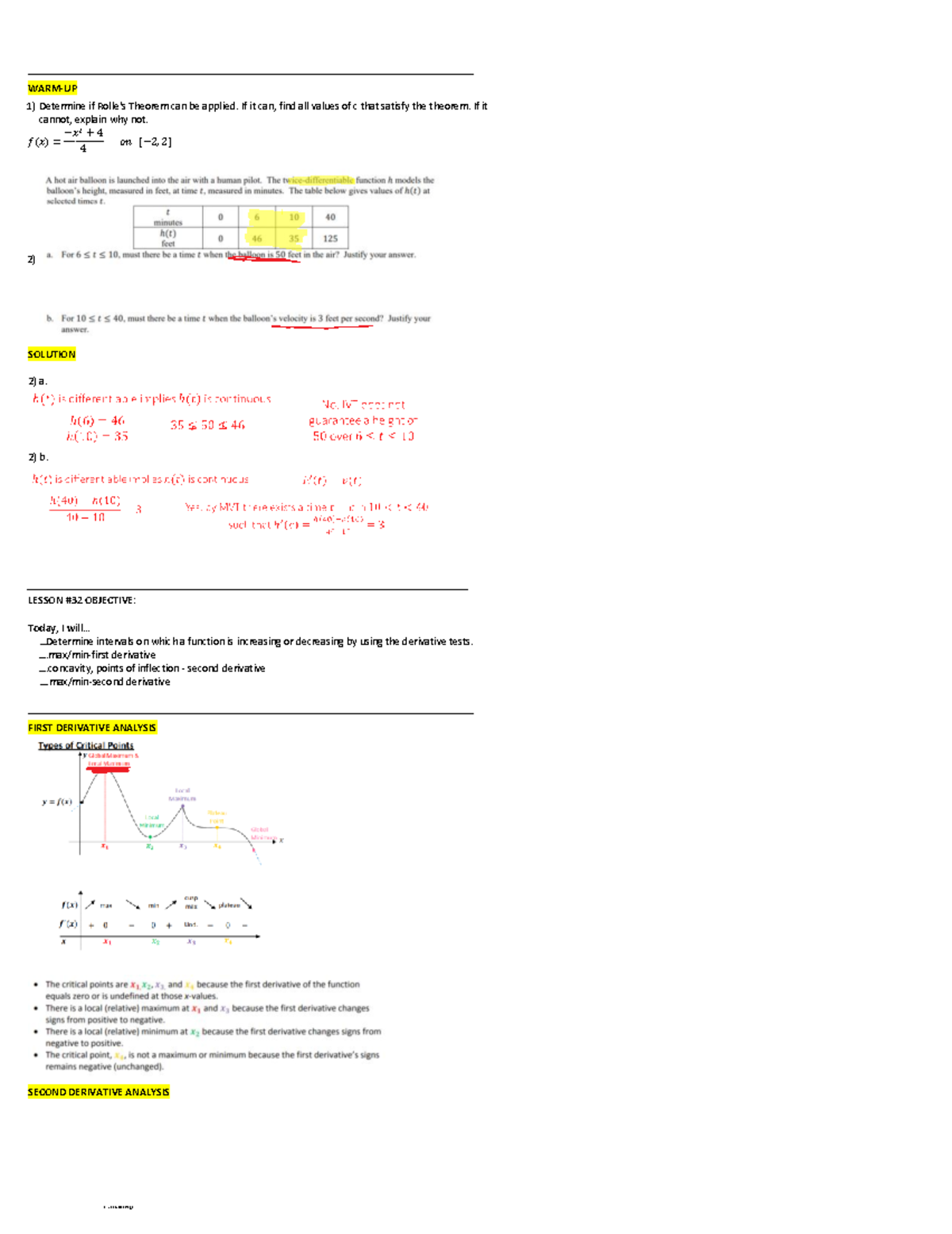 L32 Calculus: Analyzing Increasing/Decreasing Functions & Extrema - Studocu