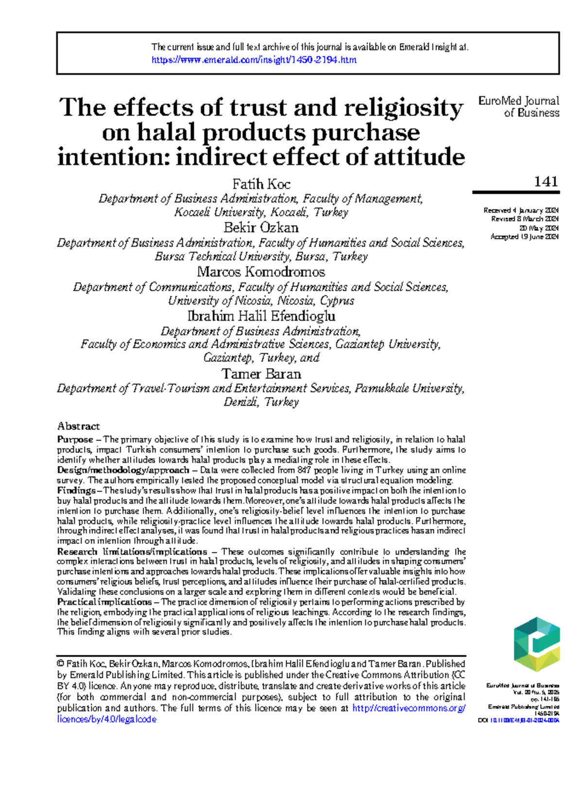 The Effects of Trust and Religiosity on Halal Purchase Intention ...