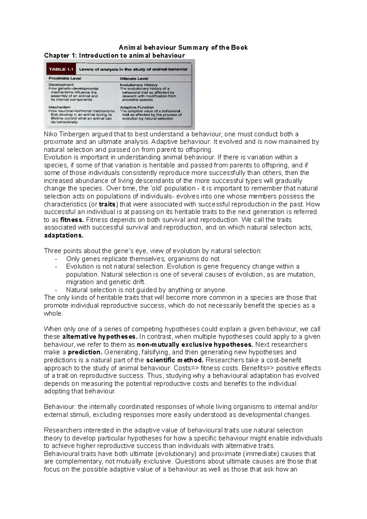 Animal Behaviour Study Notes: Key Concepts and Theories - Studeersnel
