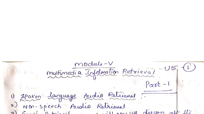 IRS Module 5 - Multimedia Information Retrieval Overview - Studocu