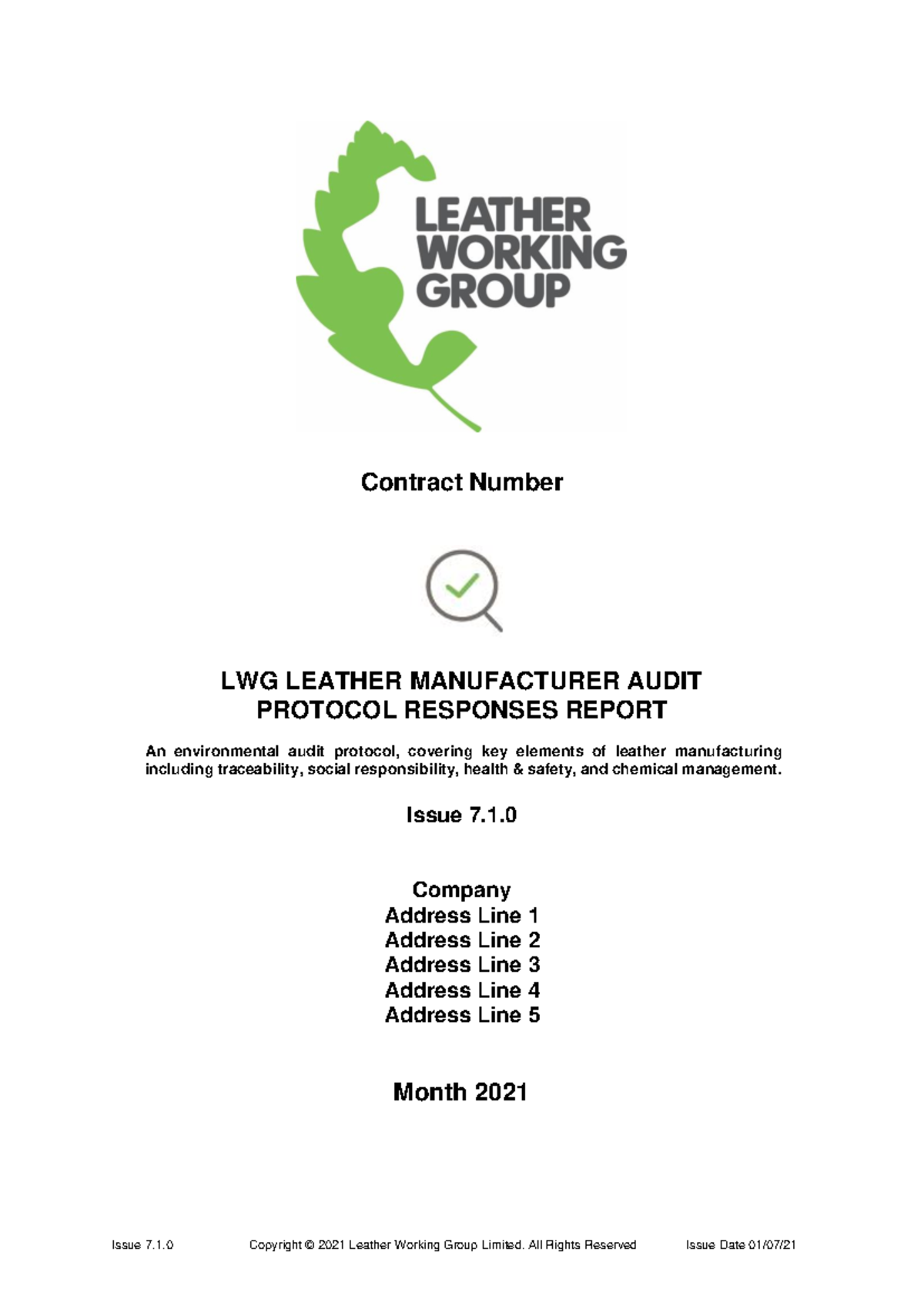 LWG-1052 Leather Manufacturer Audit Protocol Responses Report - Studocu