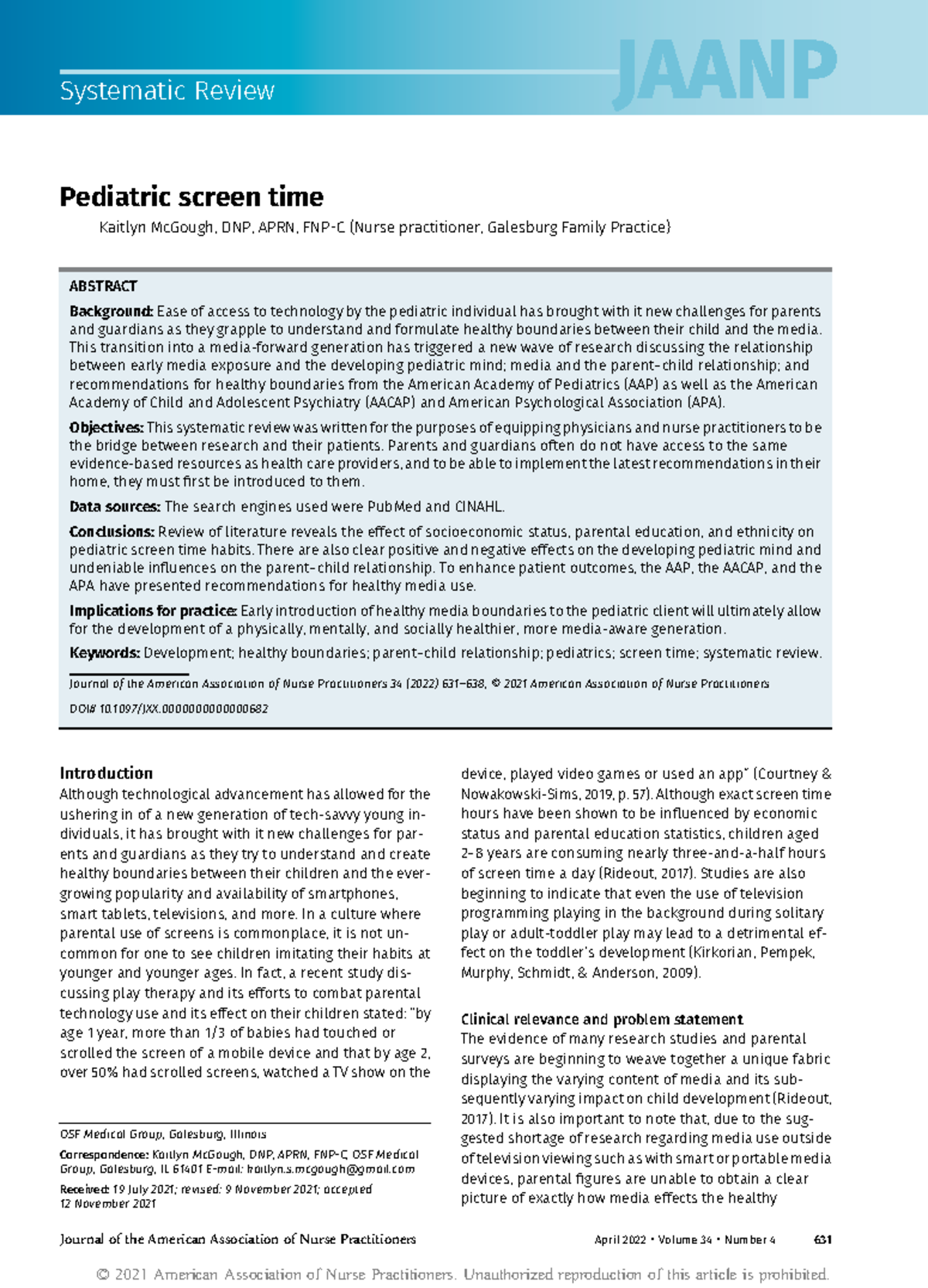 Pediatric screen time - group project debate - Pediatric screen time ...