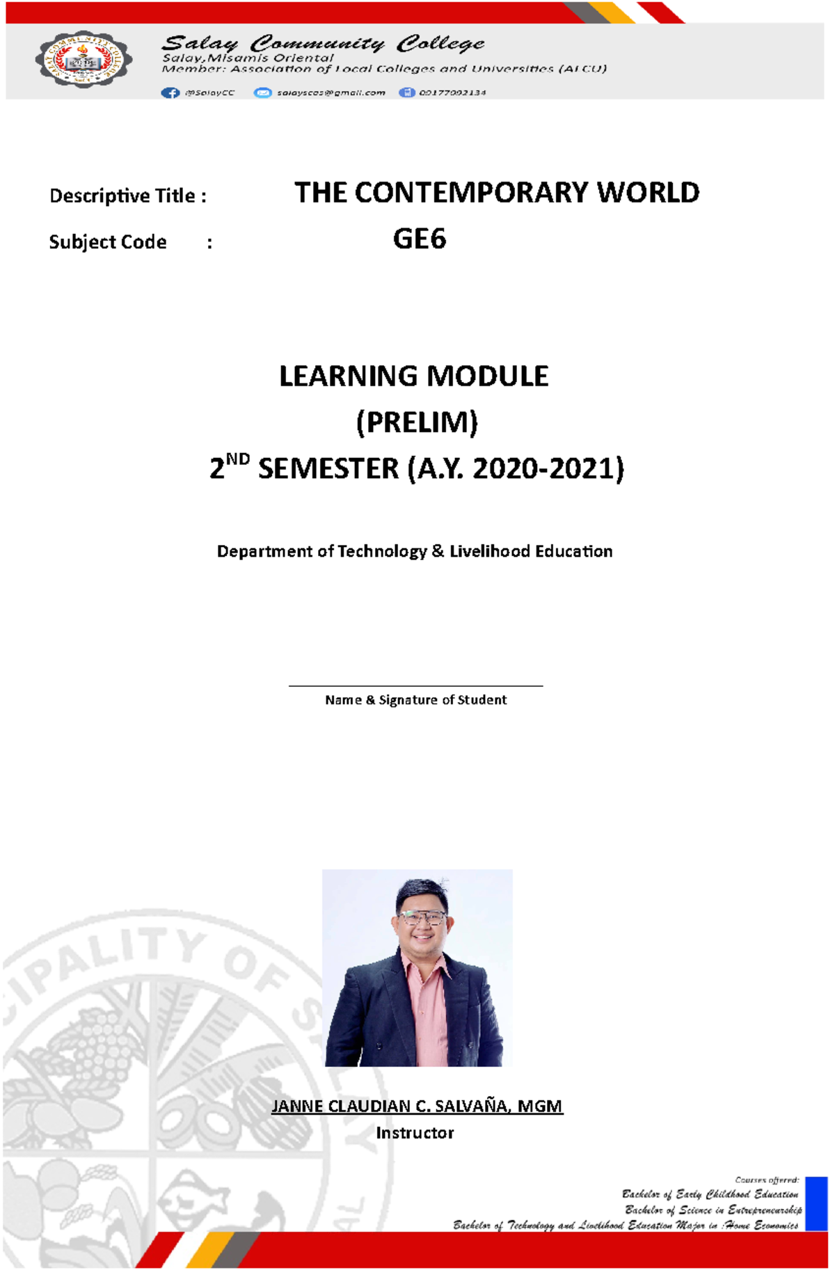 Module GE: Learning on Globalization in the Contemporary World - Studocu