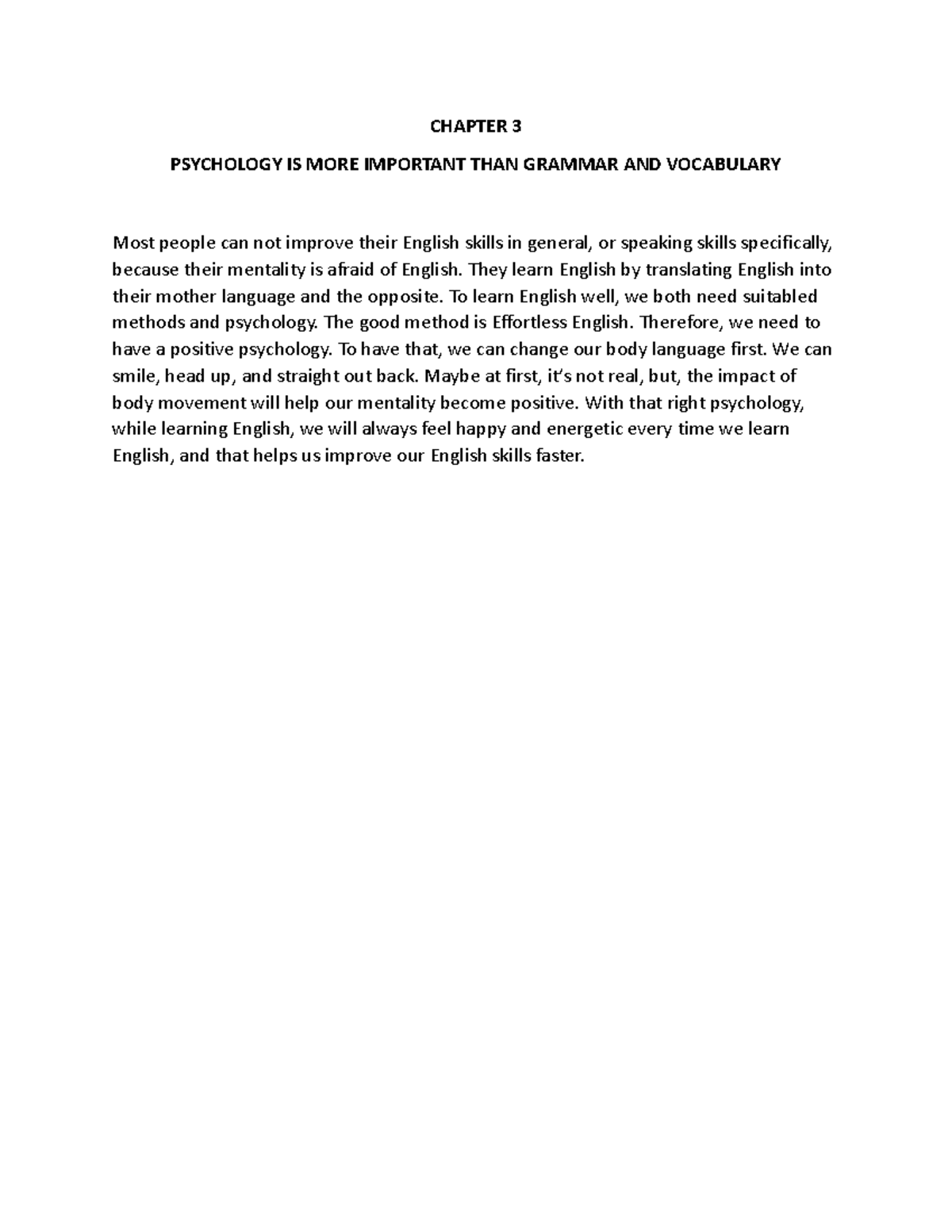 Chapter 3 - tesol - CHAPTER 3 PSYCHOLOGY IS MORE IMPORTANT THAN GRAMMAR ...