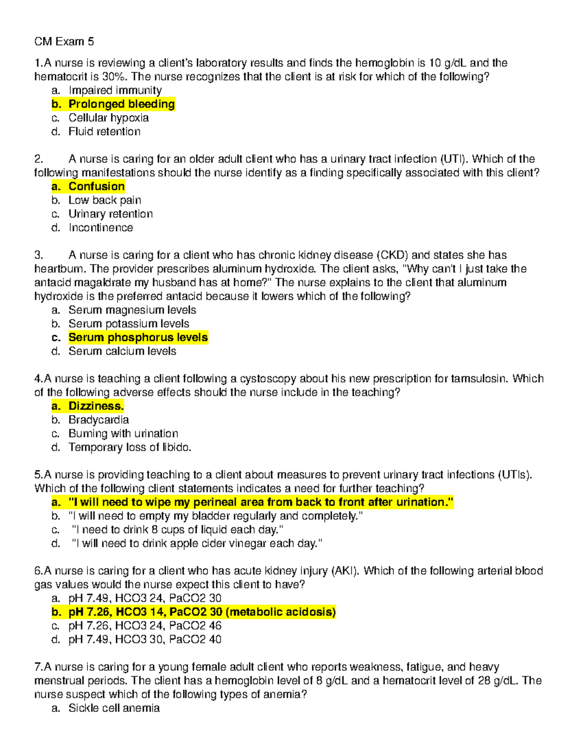 CM 4 Exam 5 Review: Key Questions and Answers - Studocu