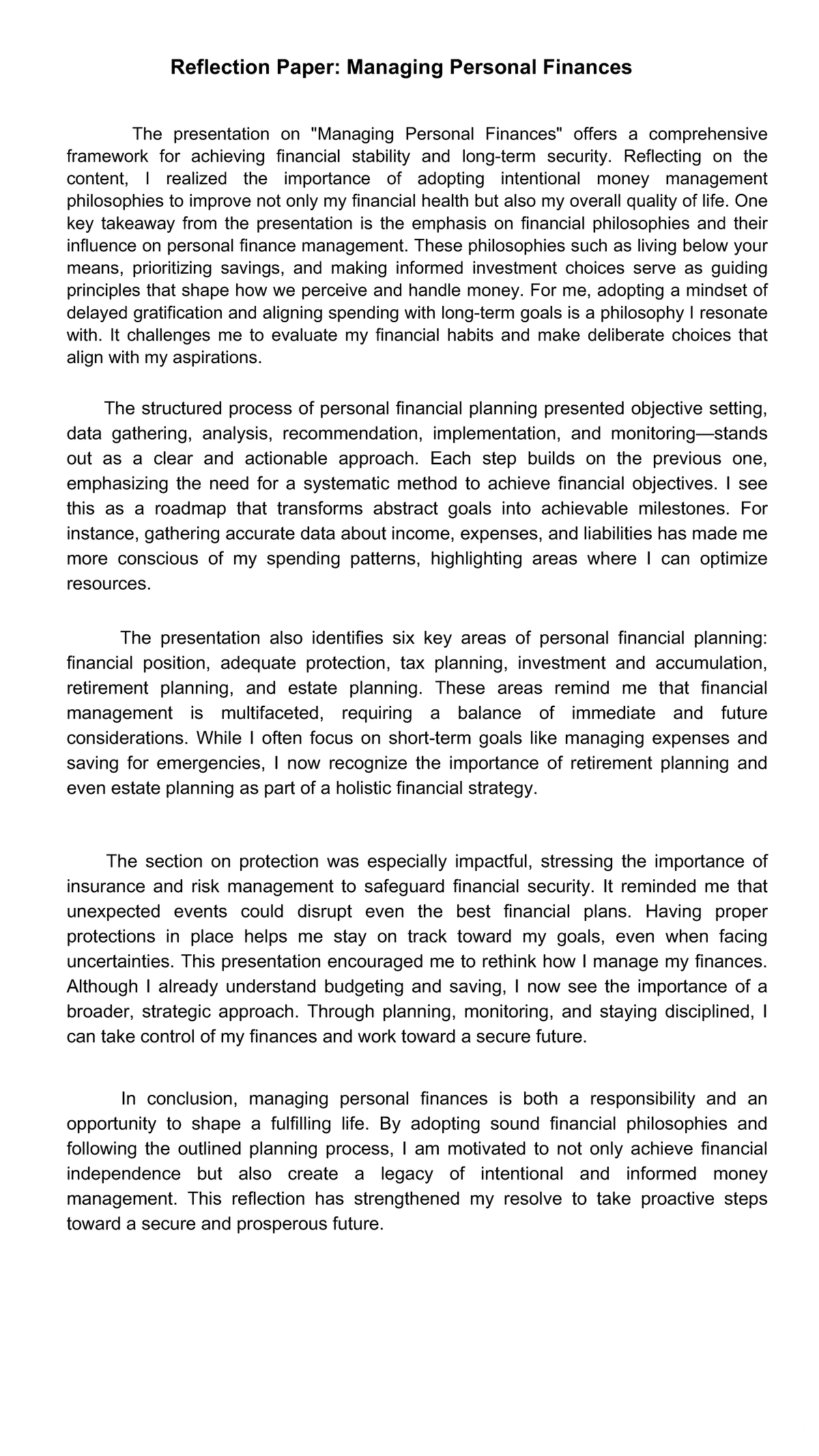 Reflective Essay: Personal Finance Management Insights - Studocu