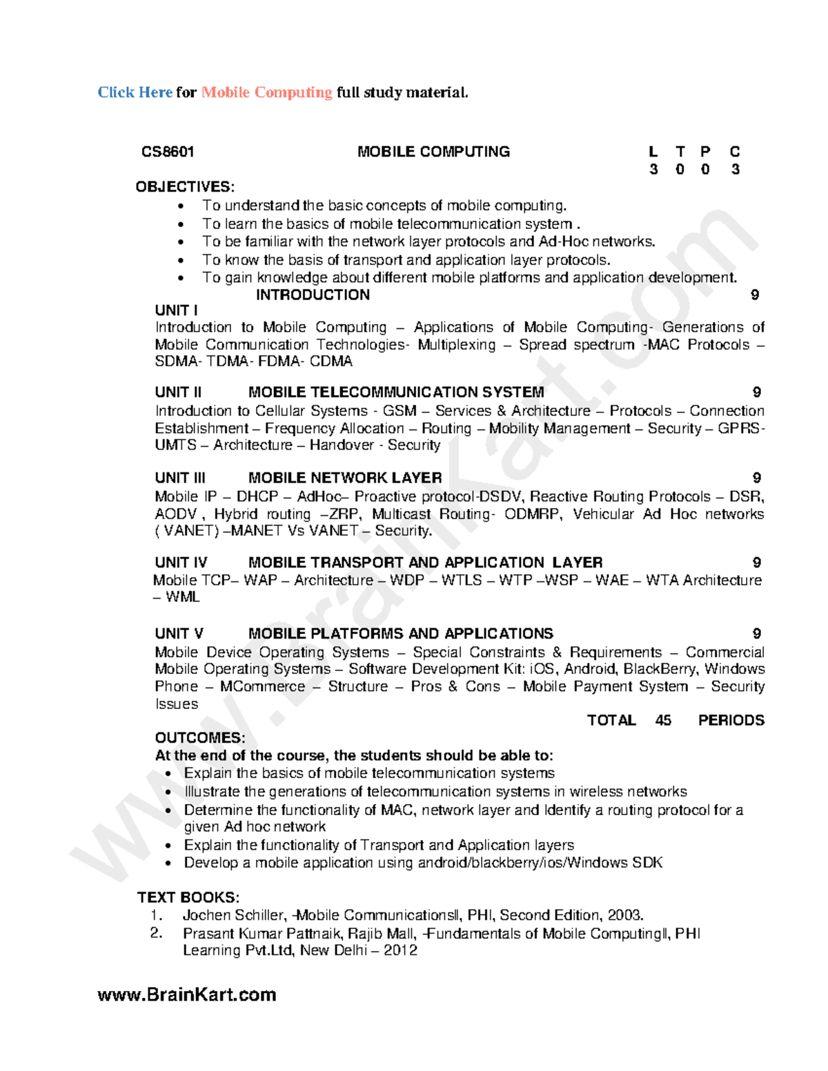 385 - CS8601 Mobile Computing - Anna University 2017 Regulation Syllabus - Click Here for Mobile ...