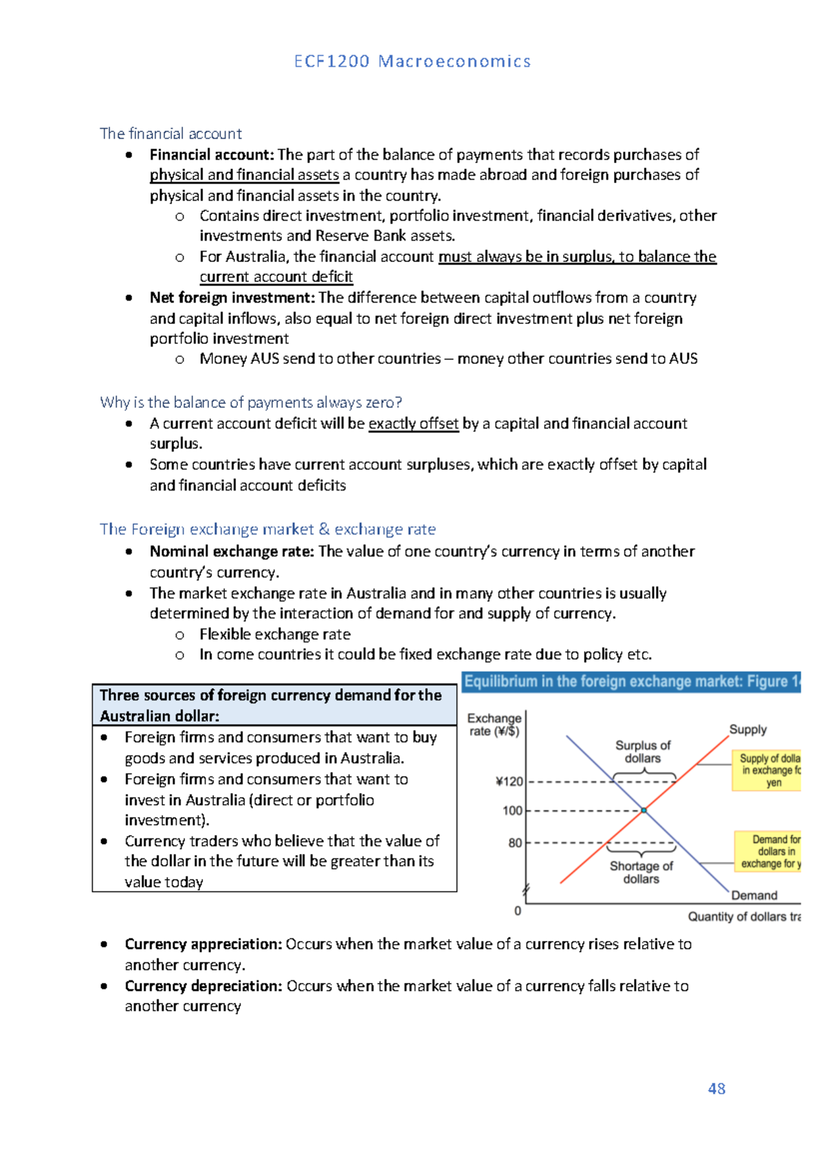 Ecf1200 Macroeconomics Financial Account And Exchange Rate Dynamics