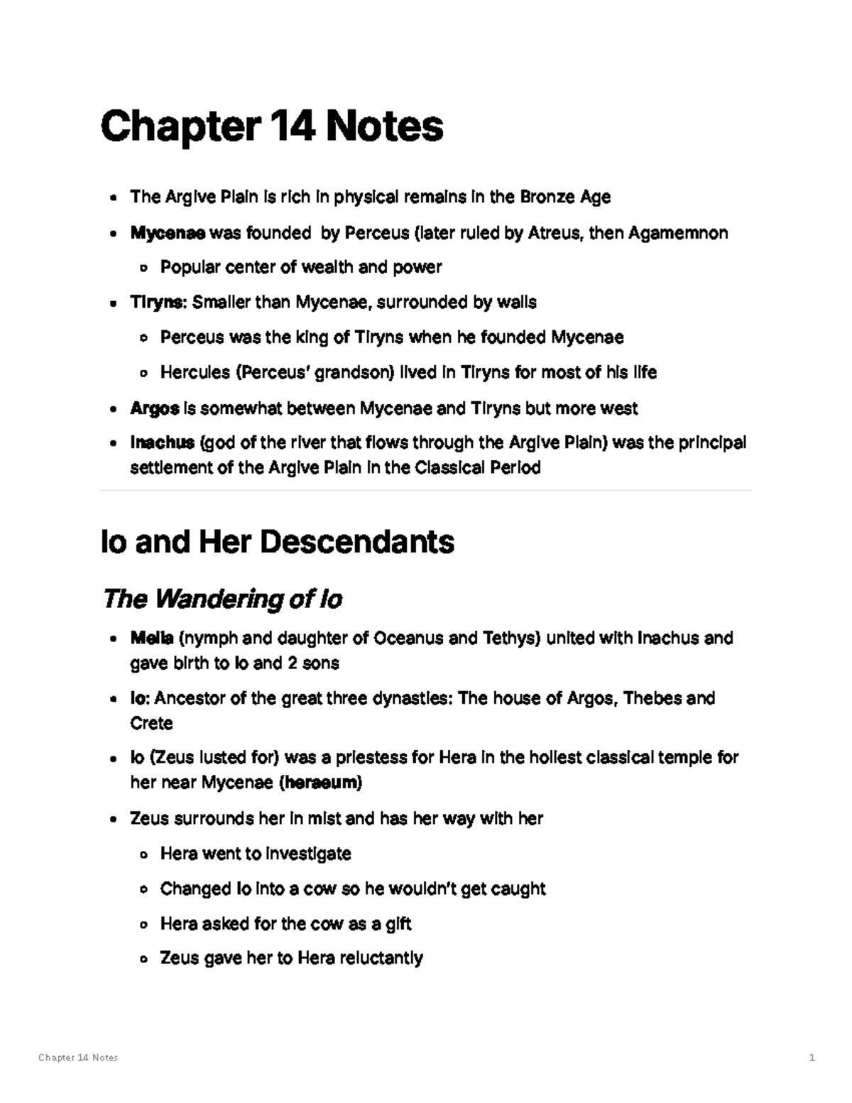 Greek Mythology Chapter 14 Notes: The Argive Plain and Perseus - Studocu
