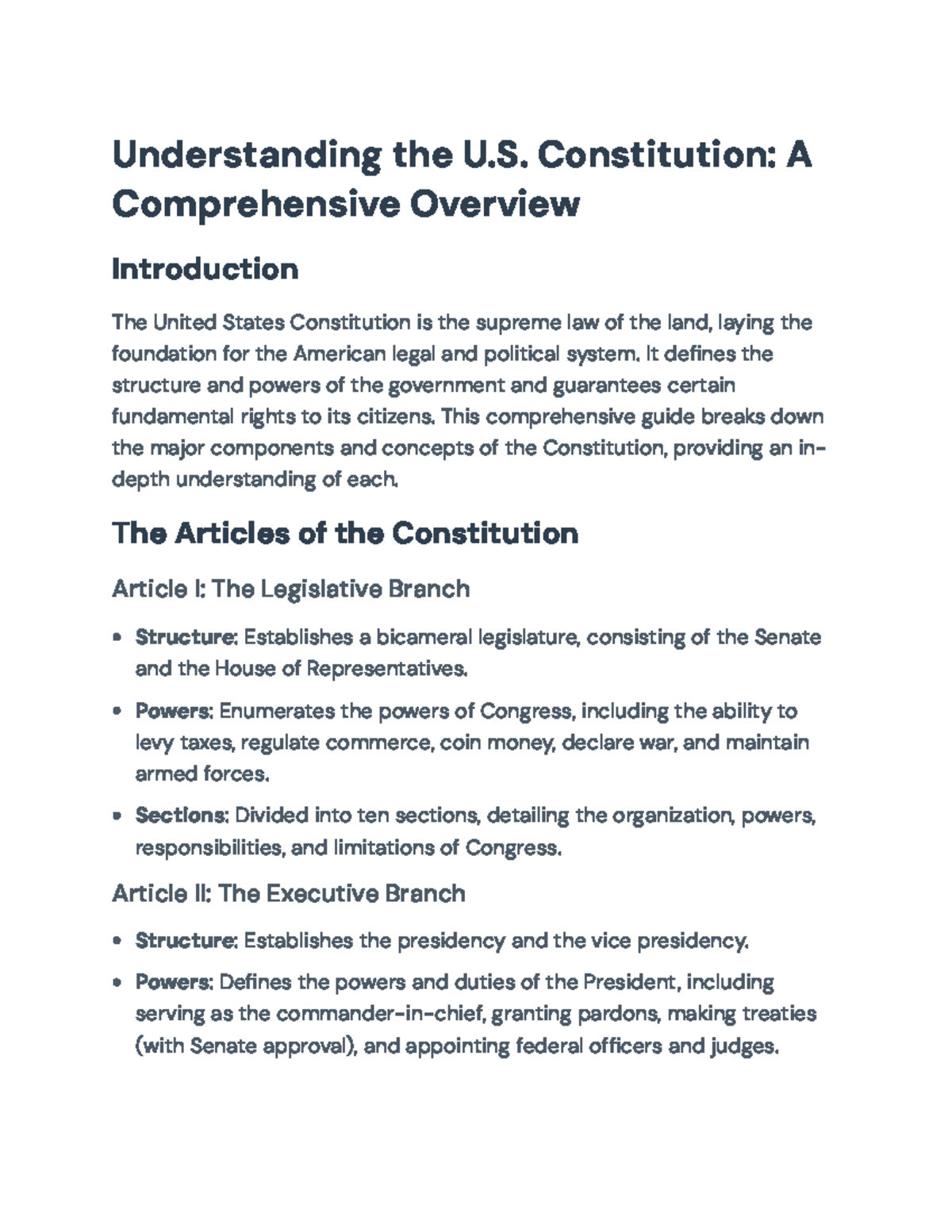 U.S. Constitution Overview: Key Articles and Amendments Explained ...