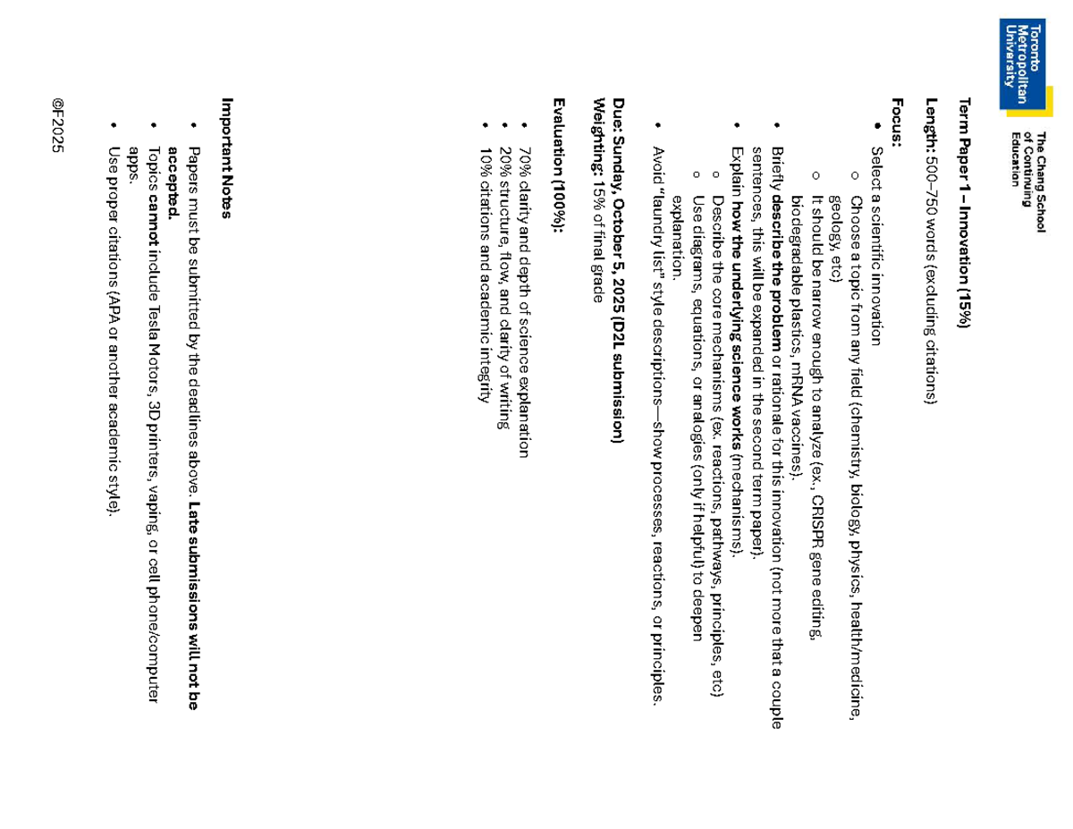 Term Paper Outline: Innovation Analysis in CCHY 599 - F2025 - Studocu