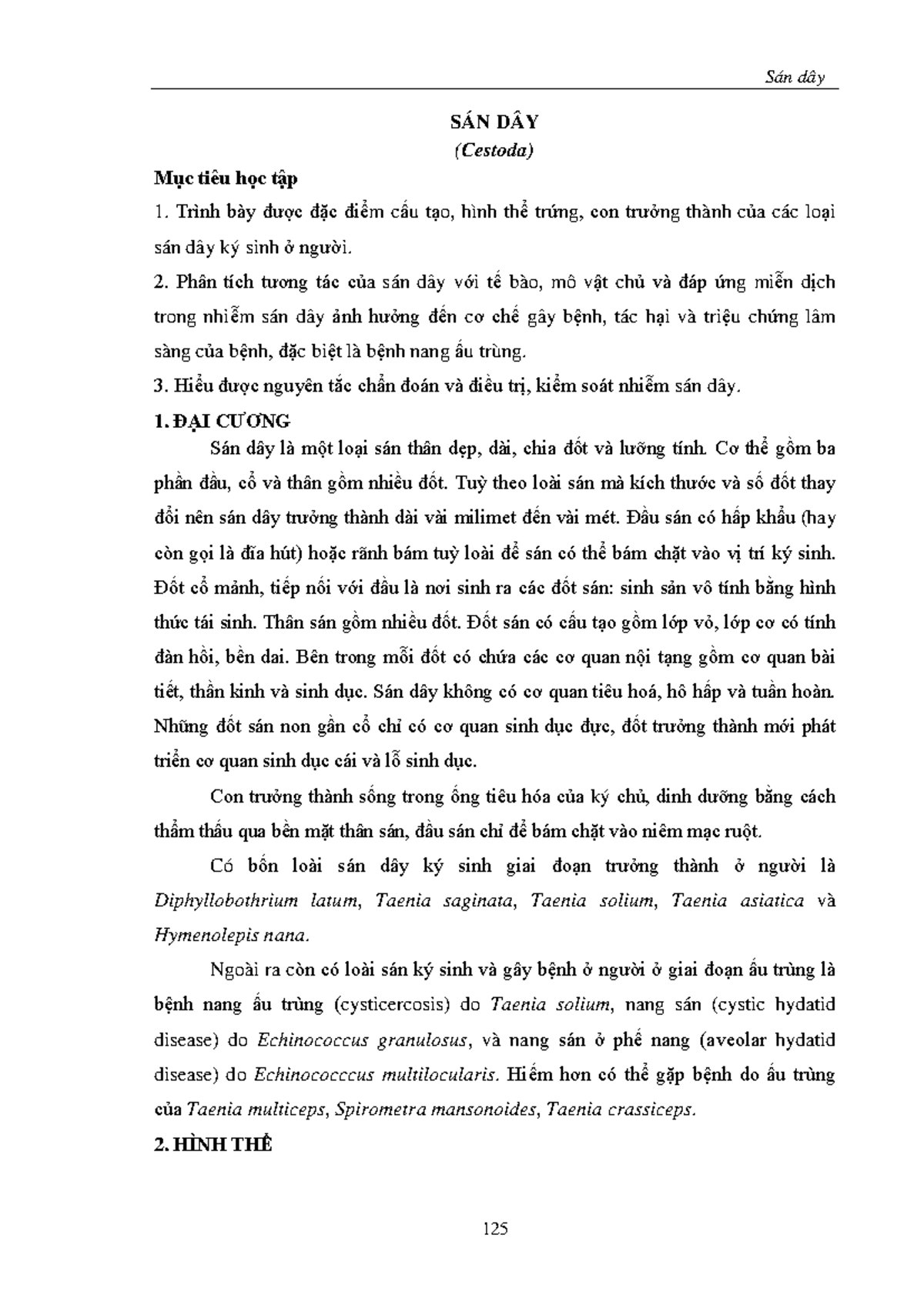 Sán Dây (Cestoda) - Đặc Điểm, Chẩn Đoán và Điều Trị Ký Sinh Trùng - Studocu
