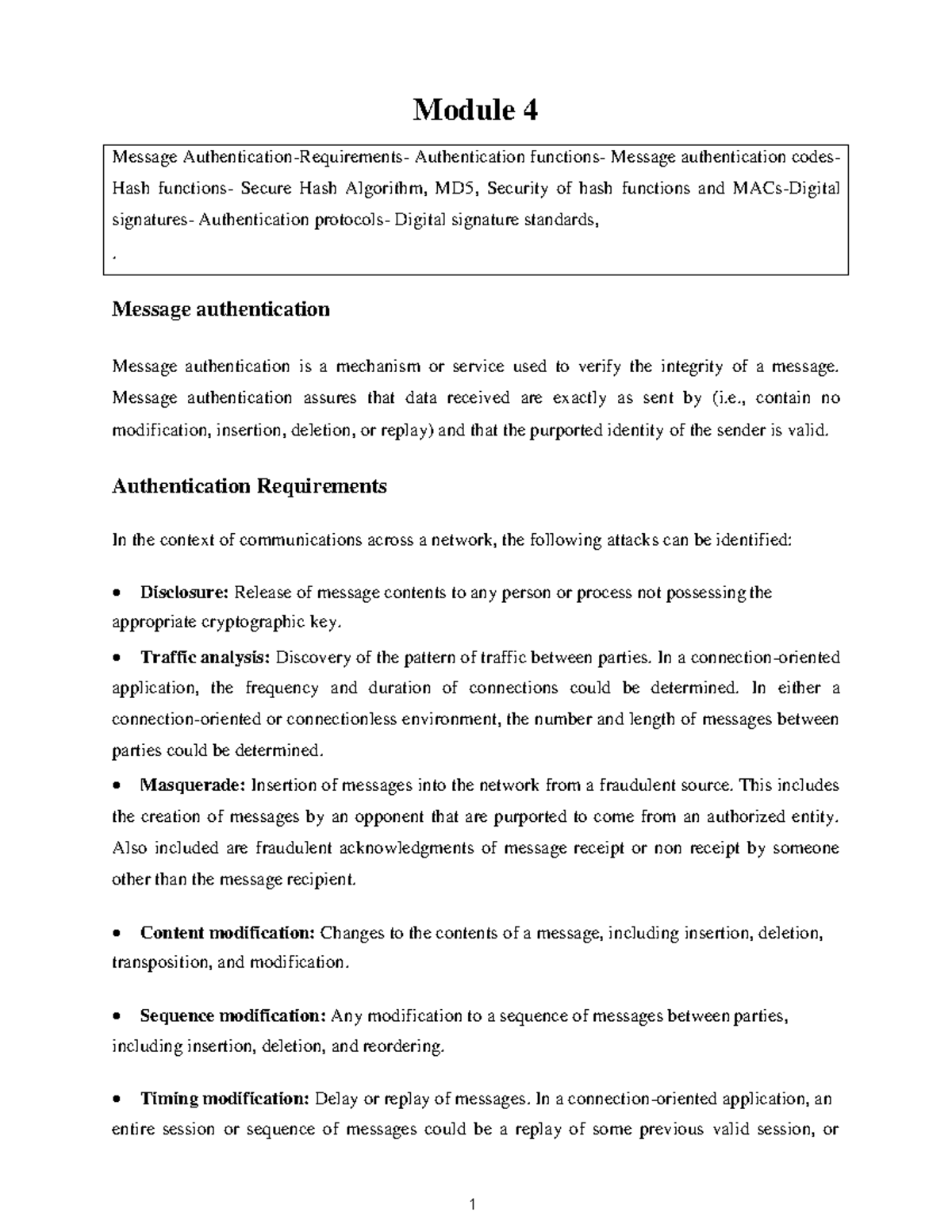 Cryptography and Network Security Module 4 - Message Authentication ...