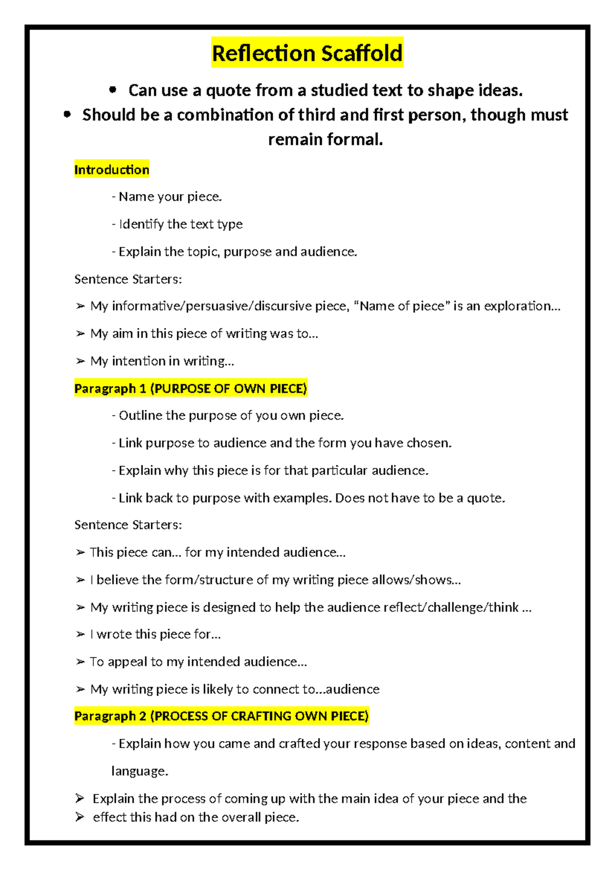 HSC Reflection Scaffold Guide for Module C Writing - Studocu