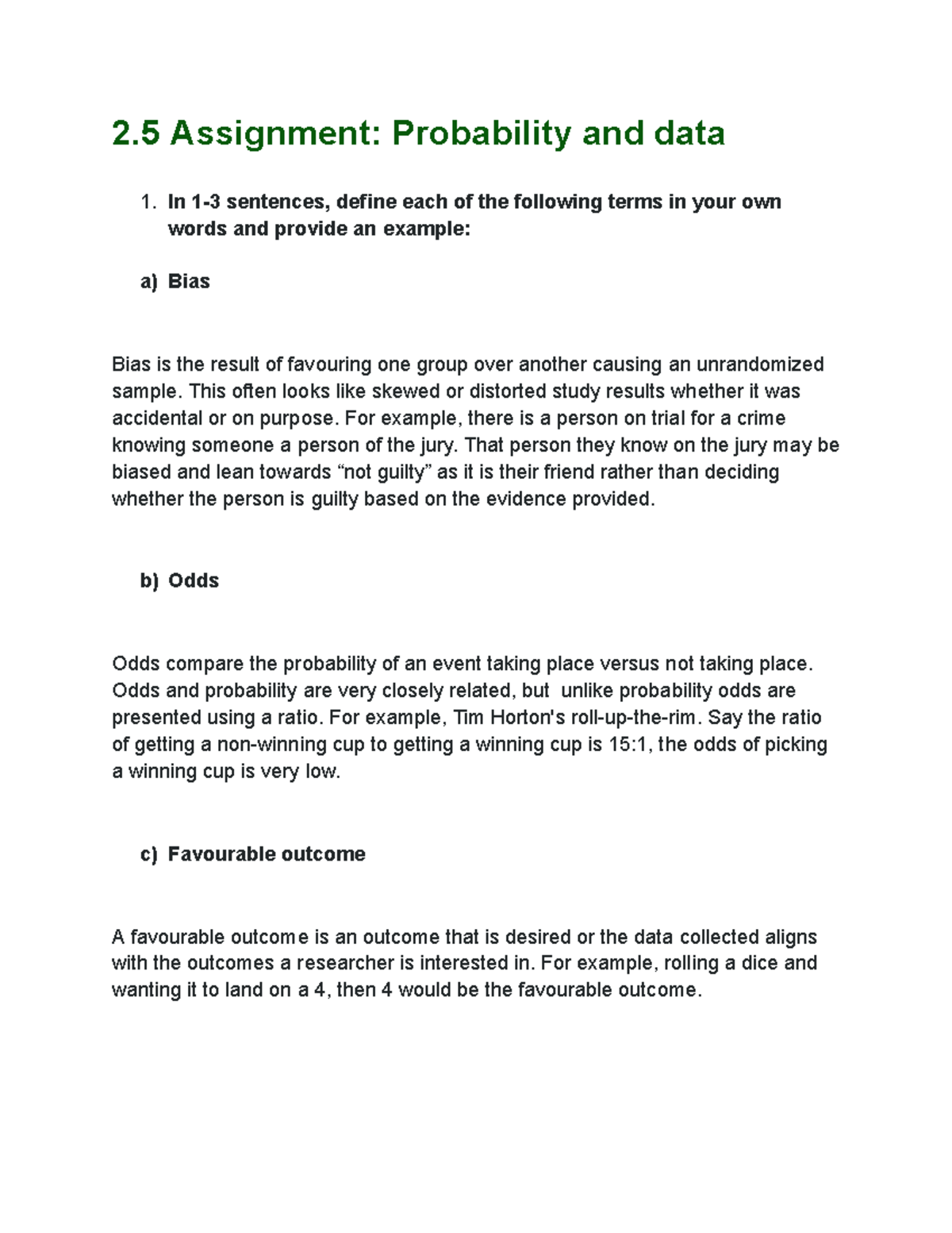 MDM4U Assignment 2: Understanding Probability and Data Concepts - Studocu
