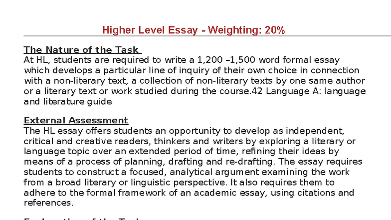 HL Language A Essay Guidelines: Structure & Key Concepts - Studeersnel