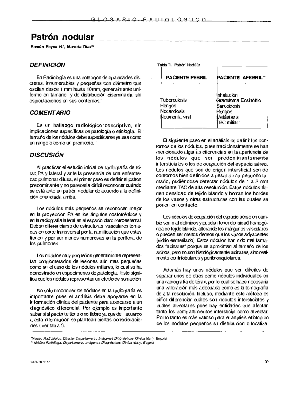 Patrón Nodular en Radiología: Definición y Diagnóstico Diferencial ...