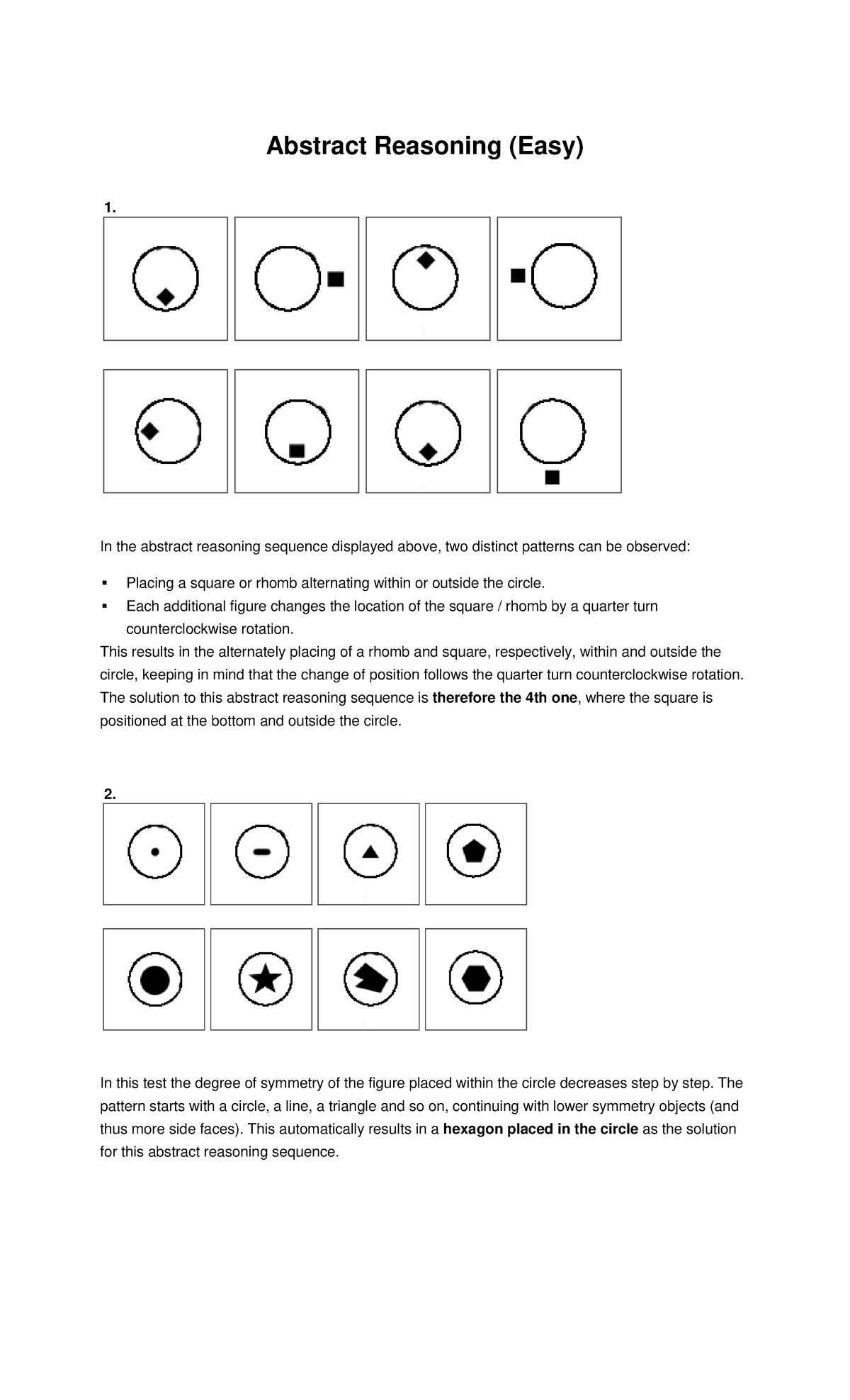 Abstract Reasoning Exercises with Explanation - Easy & Hard Patterns ...