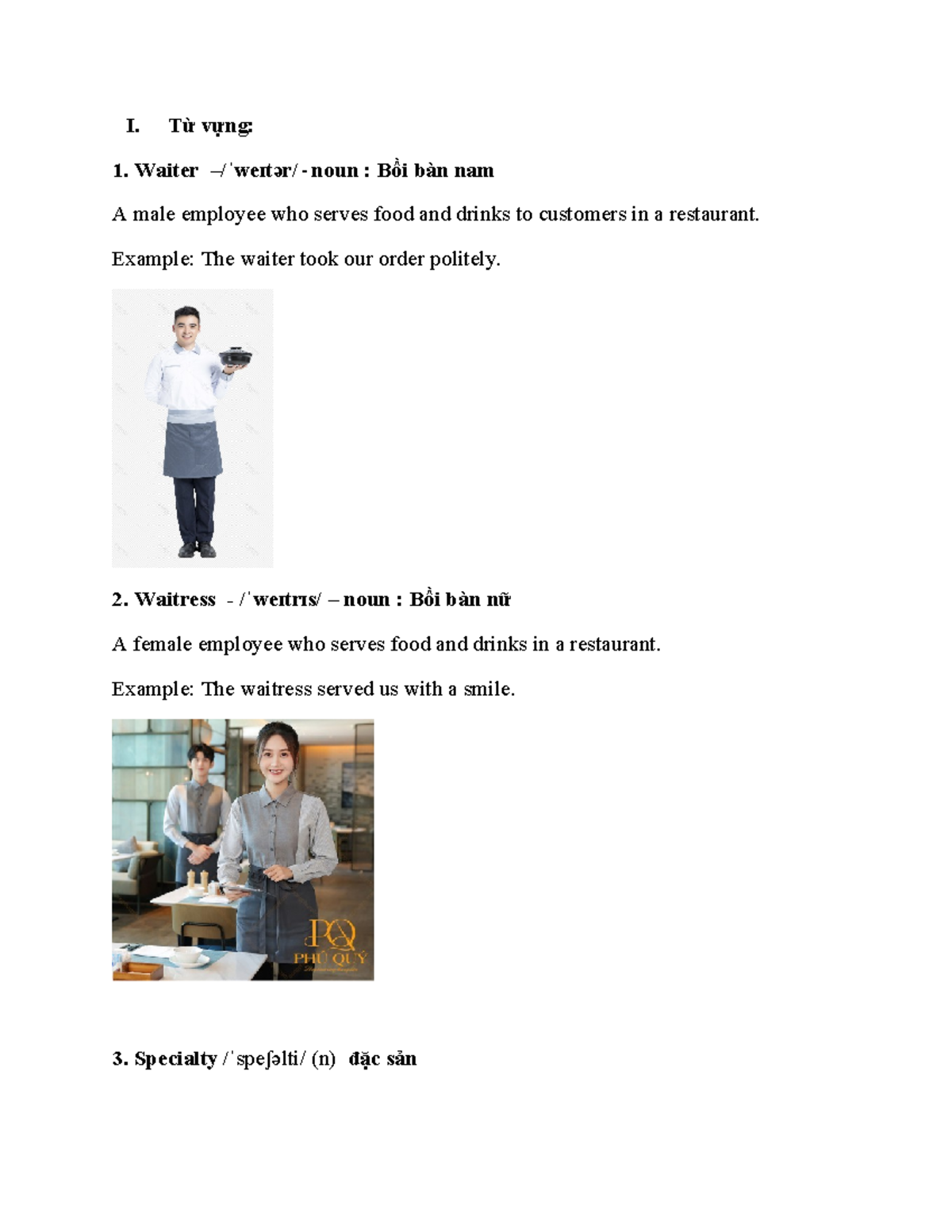 Topic 7: Making a Restaurant Reservation - Vocabulary & Dialogue - Studocu