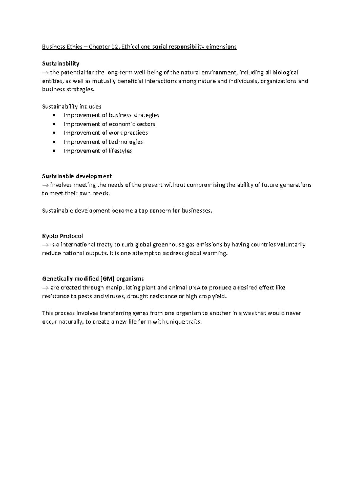 Chapter 12 Summary: Business Ethics and Sustainability Concepts - Studocu