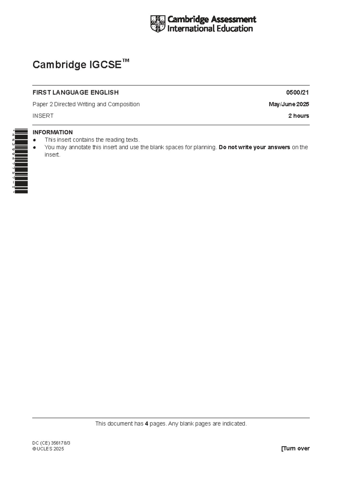 Cambridge IGCSE 0500/0606 Additional Maths Past Paper 2025 - Studocu