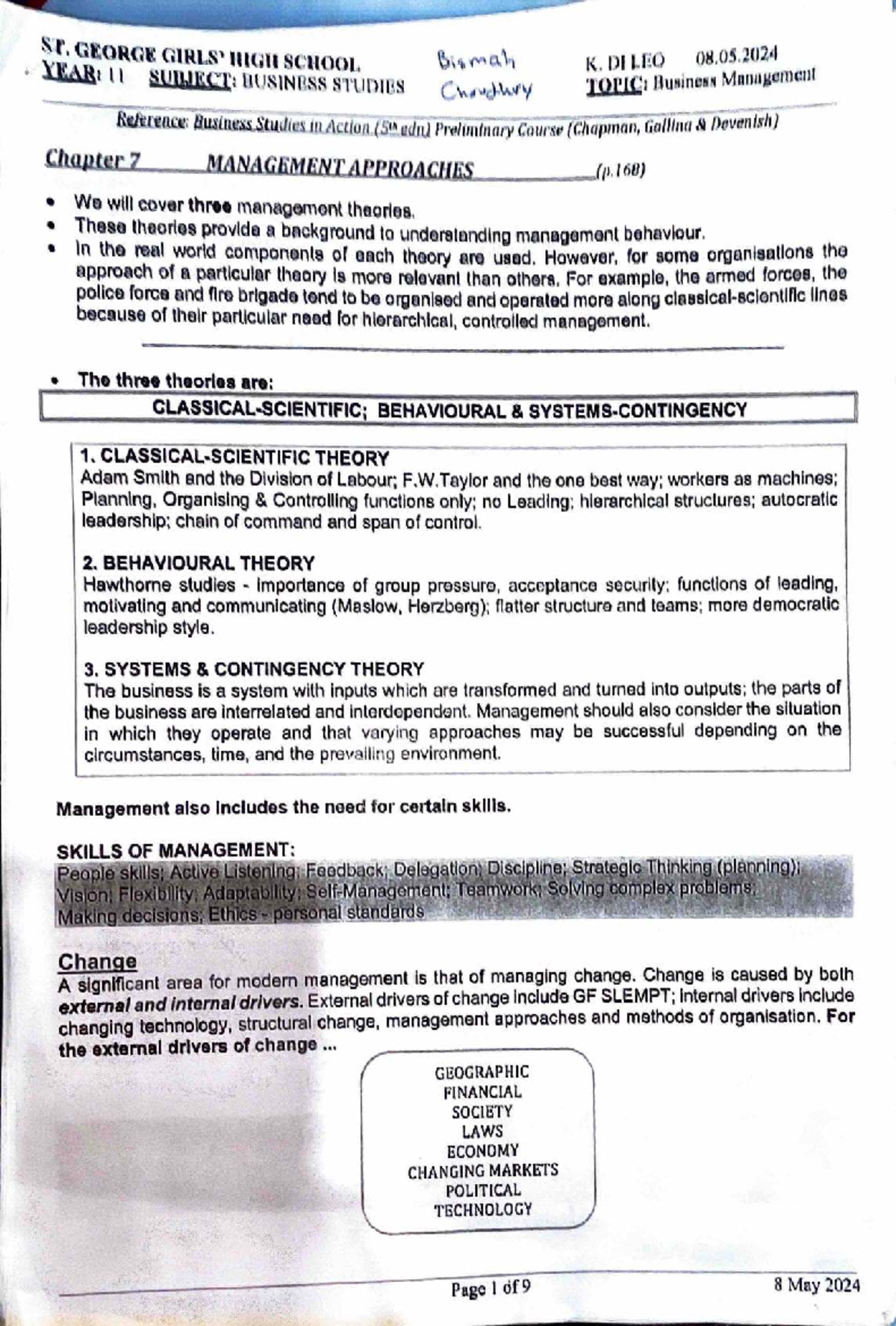Chapter 7: Business Management Theories and Practices (BUS 11) - Studocu