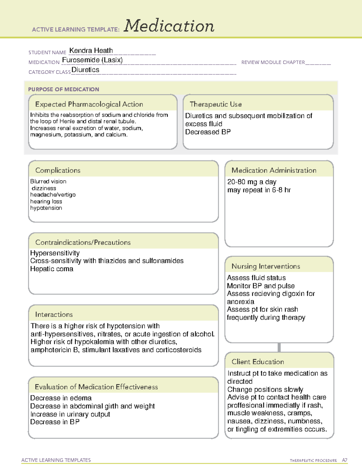 Furosemide - med template - ACTIVE LEARNING TEMPLATES THERAPEUTIC ...