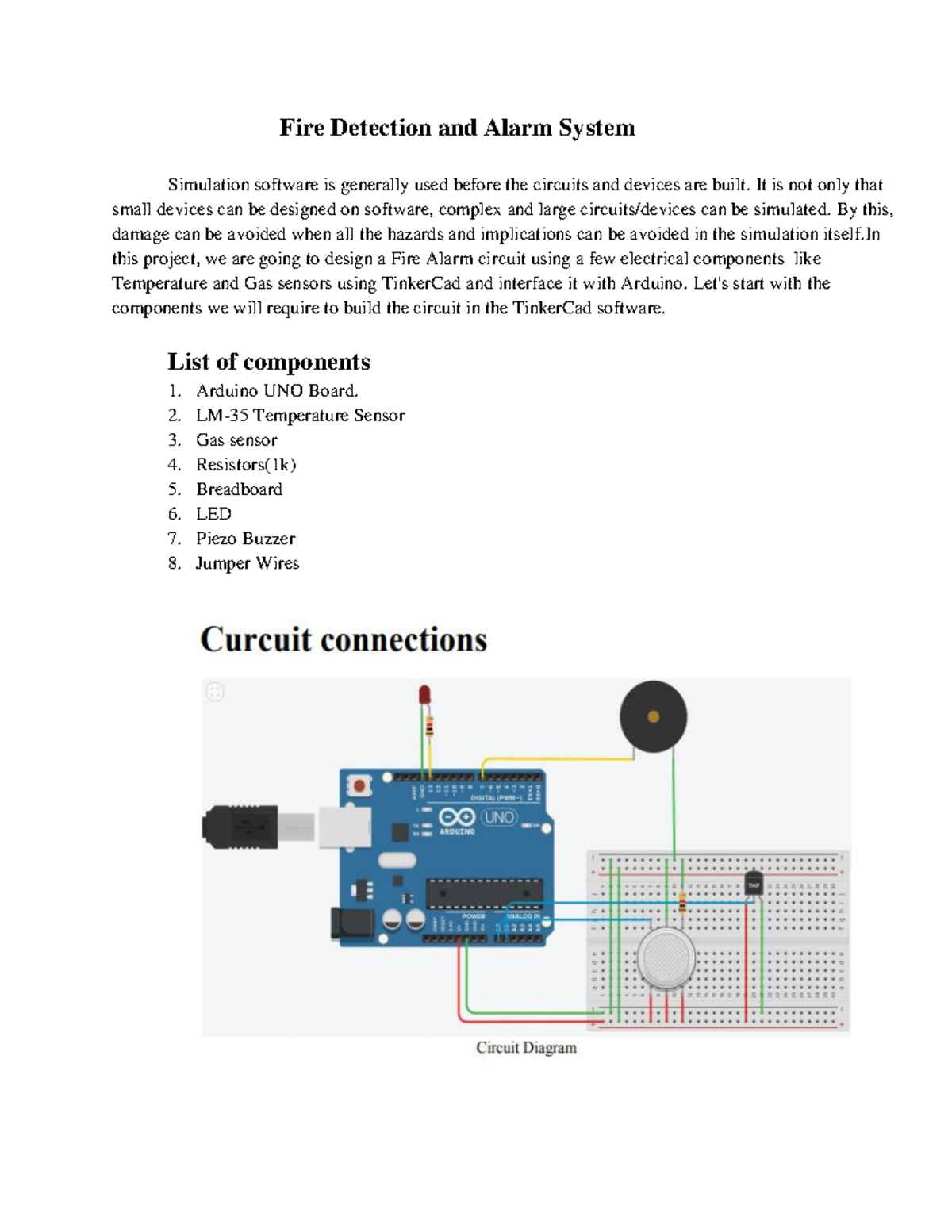 Experiment 4: Fire Alarm Circuit Design with Arduino and TinkerCad ...