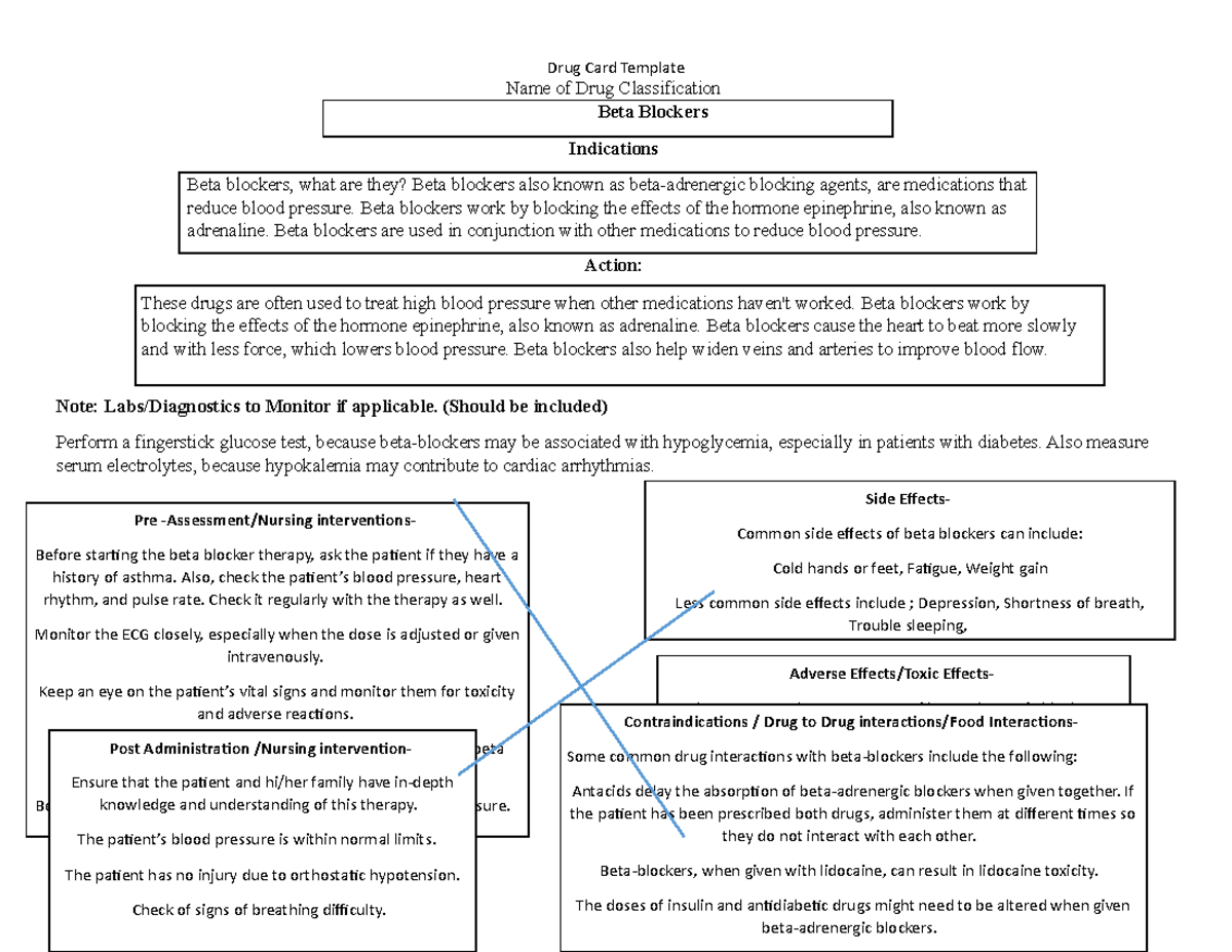 Beta Blockers - Comprehensive Drug Card for Nursing Study - Studocu