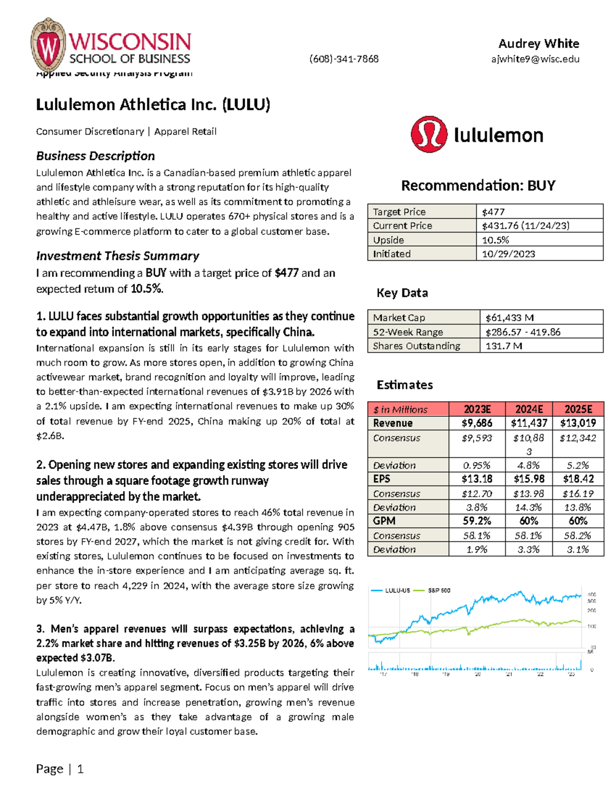Lululemon Report Final - Audrey W - (608)-341-7868 ajwhite9@wisc ...