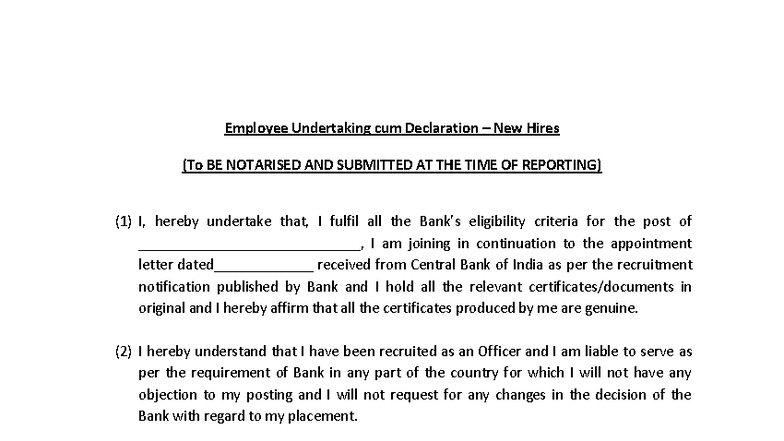 Employee Undertaking & Declaration for New Hires (Notarised) - Studocu