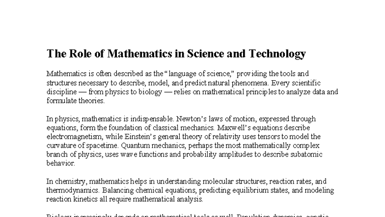 13. The Role of Mathematics in Science and Technology - The Role of ...