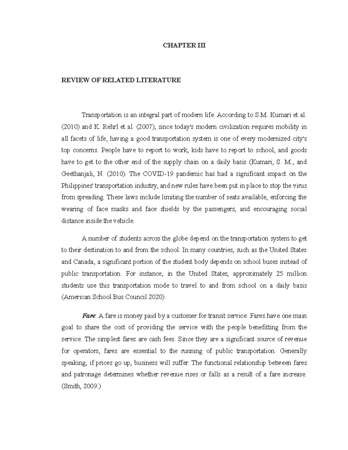 RRL - Review of Related Literature on Transportation Impact - Studocu