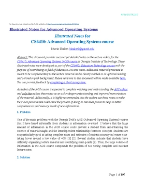 Lecture Notes : Advanced Operating Systems - OPERATING SYSTEMS Lecture ...