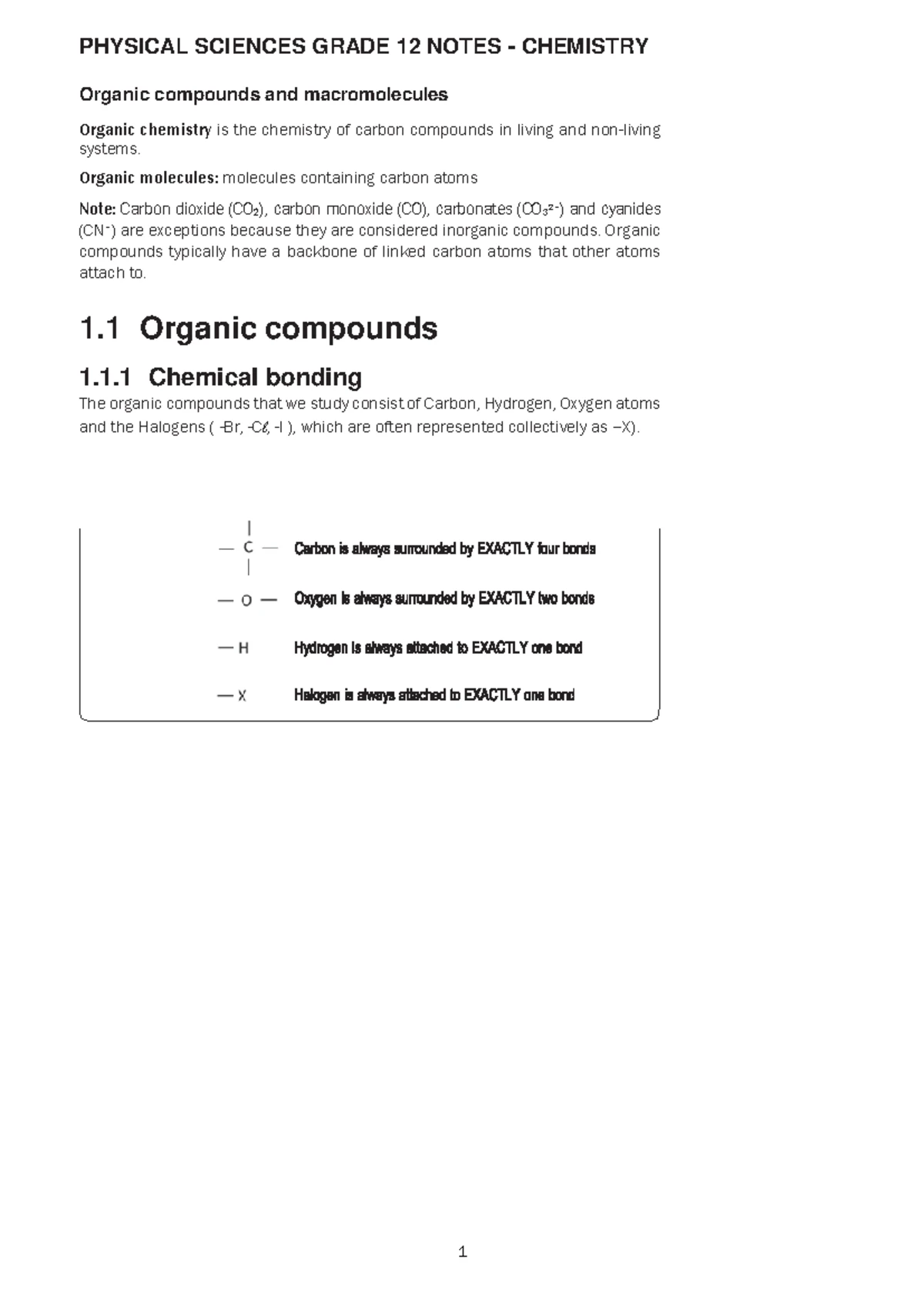 Physical Sciences Grade 12 Notes - Chemistry - PHYSICAL SCIENCES GRADE ...