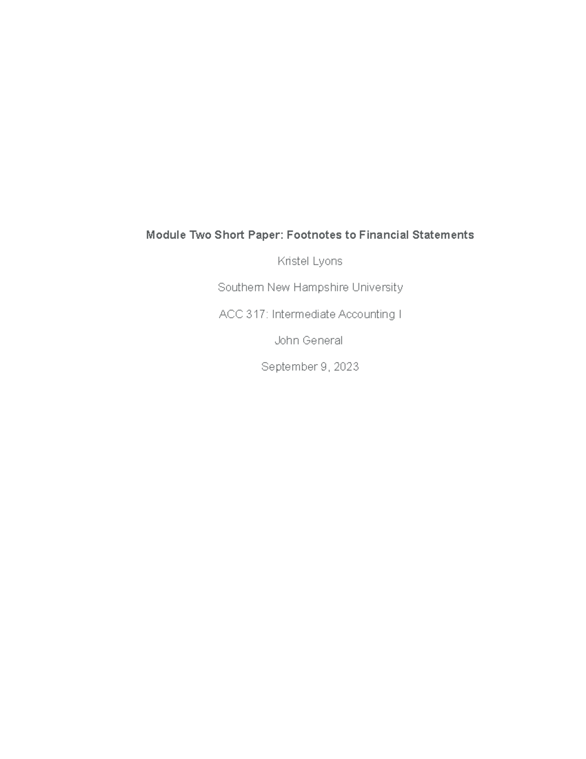 ACC 317 Module Two Short Paper: Insights on Financial Footnotes - Studocu