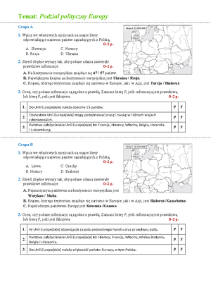 Energetyka w Europie - Klasa 6: Materiały do nauki - Studocu