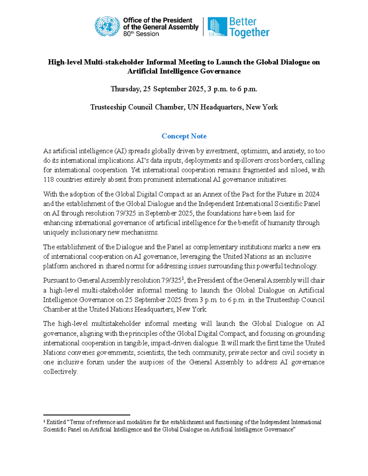 High-level Informal Meeting on Global AI Governance Launch - Studocu