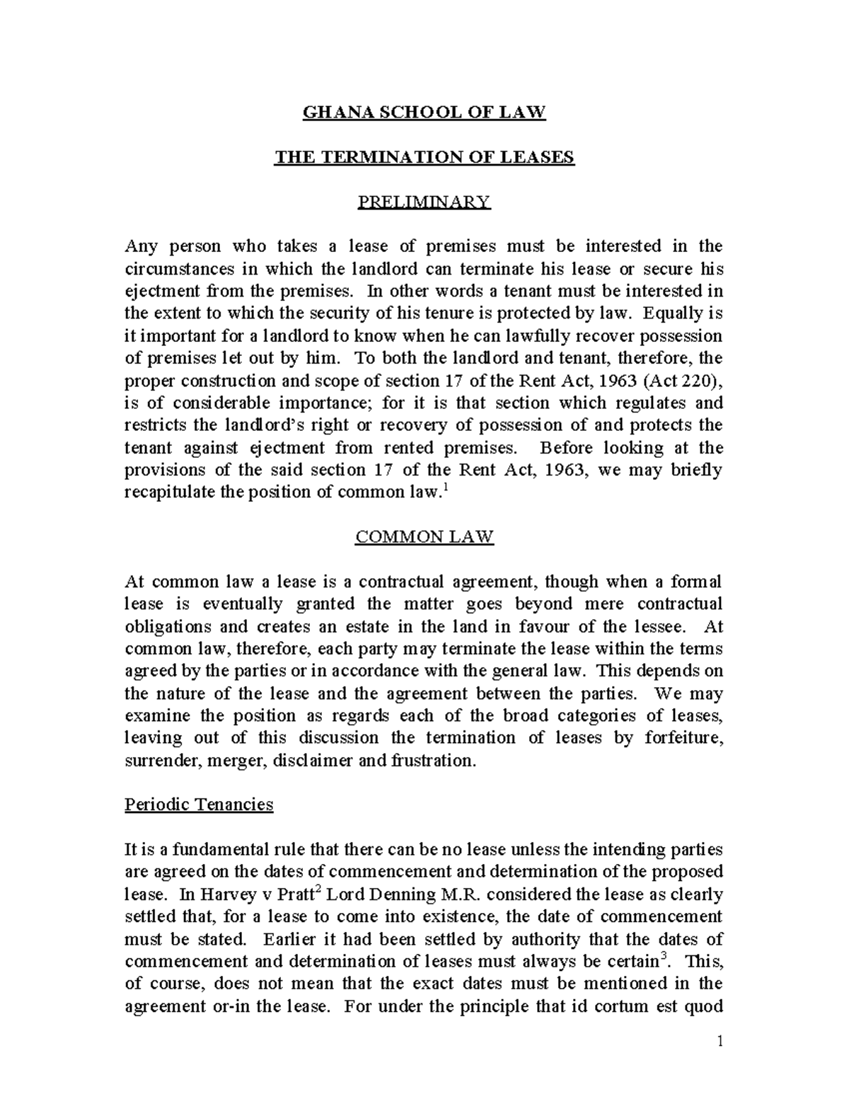Termination of Leases: An Overview of the Rent Act 1963 (LAW 101) - Studocu
