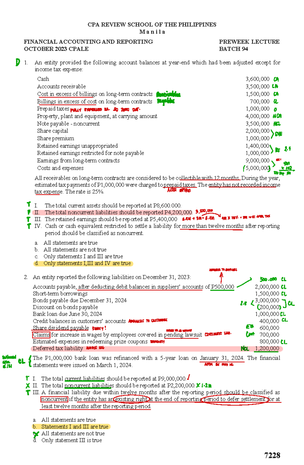 CPAR FAR Preweek 2023 OCT: Financial Accounting Insights and Analysis - Studocu