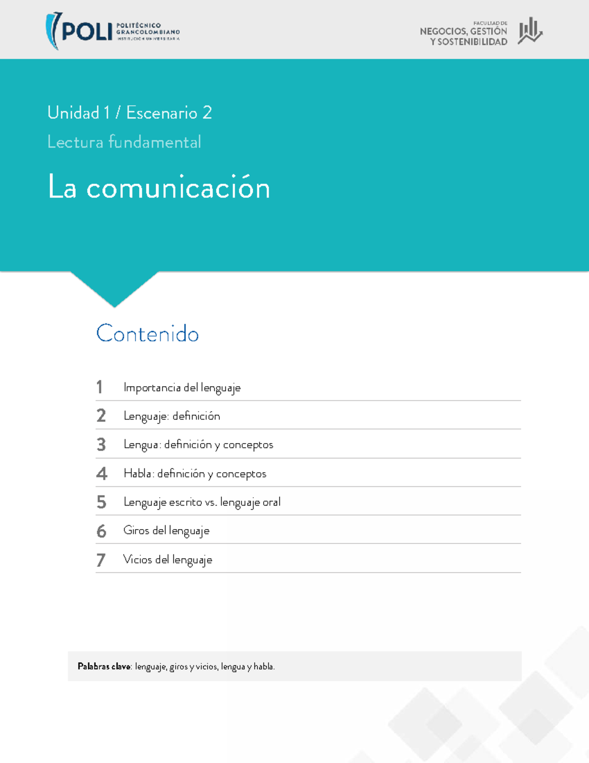 Unidad 1 Escenario 2: La Comunicación y el Lenguaje en Contexto - Studocu