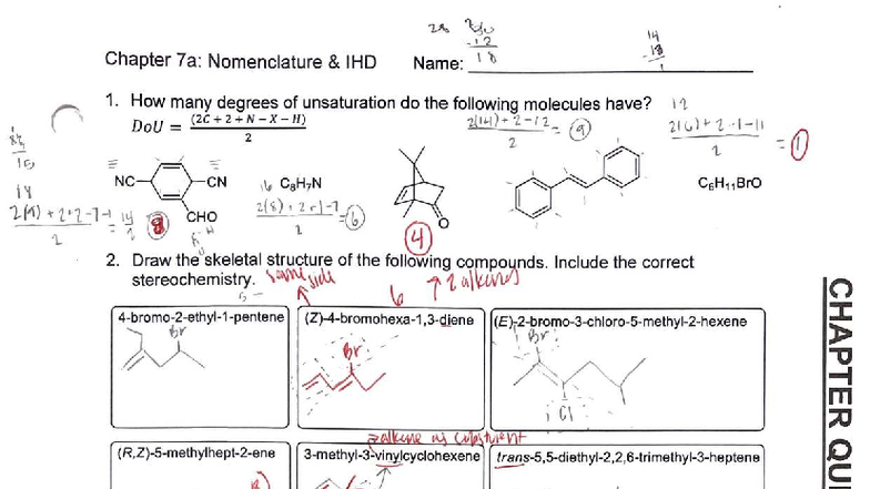 Chapter 7 HW: Nomenclature, Reactions, and Synthesis - Studocu
