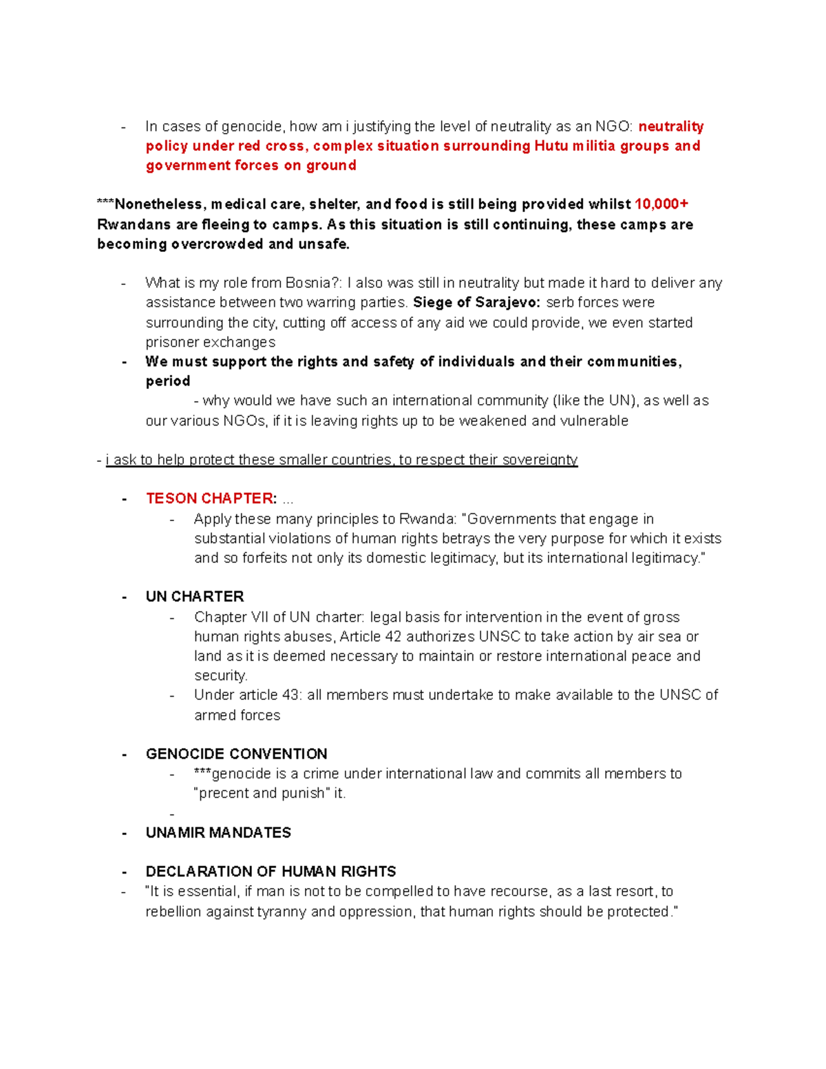 HIST 262 F - Summary of Neutrality and Humanitarian Intervention in ...