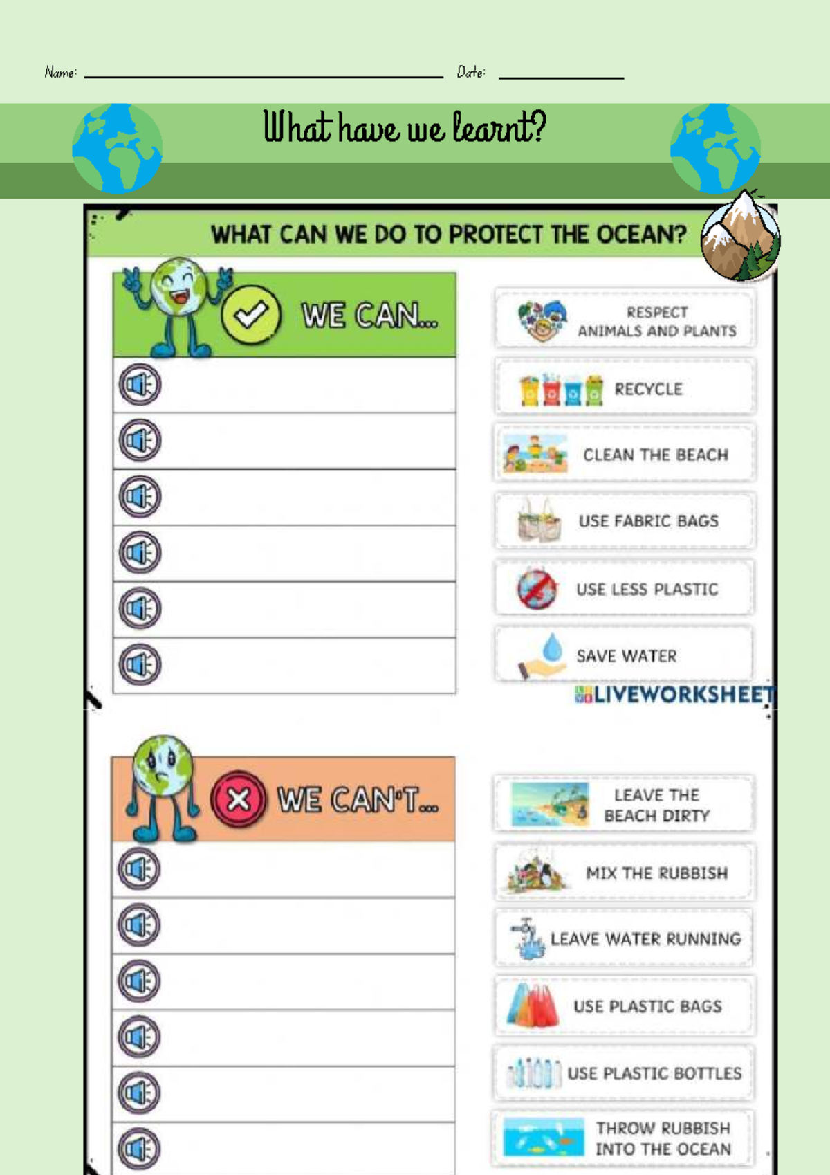 Ocean Protection Strategies: What We Have Learned - Liveworksheets ...
