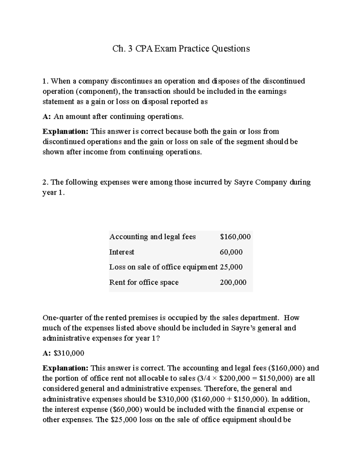 Ch. 3 CPA Exam Practice Qs & Task-Based Simulations for Review - Studocu