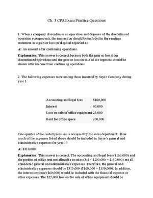 Ch. 4 CPA Exam Practice Questions - Ch. 4 CPA Exam Practice Questions ...
